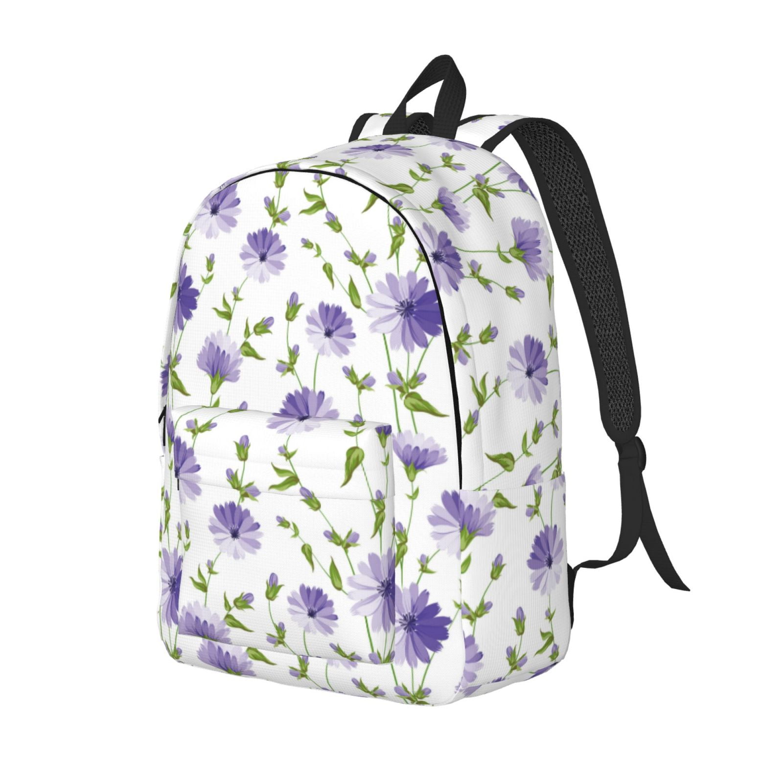 Ratiio Purple Chicory Print Canvas Backpack for Women & Men Retro ...