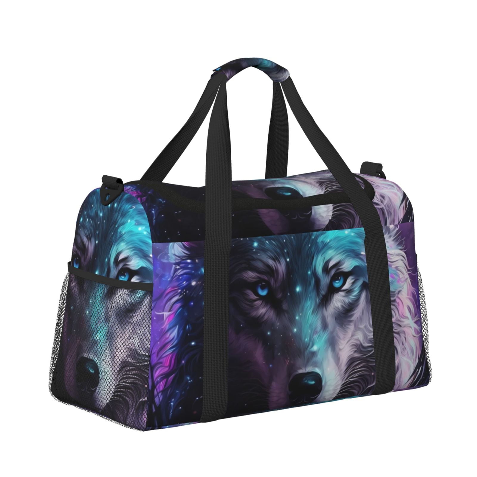 Ratiio Purple Sky Wolf Pattern Hand Travel Bag, Weekender Carry On for ...