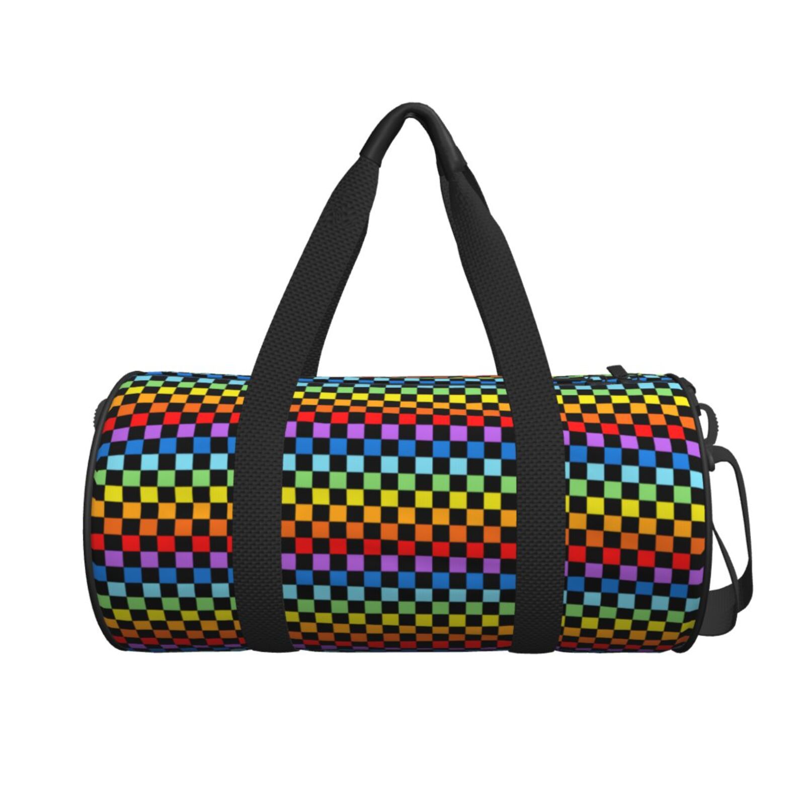 Ratiio Rainbow Chequerboard Pattern Foldable Sports Gym Bag with Wet ...