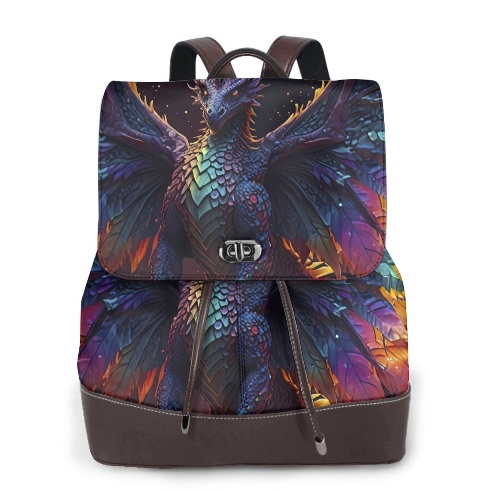 Ratiio Rainbow Wings Majestic Dragon Pattern Womens Backpack Purse ...
