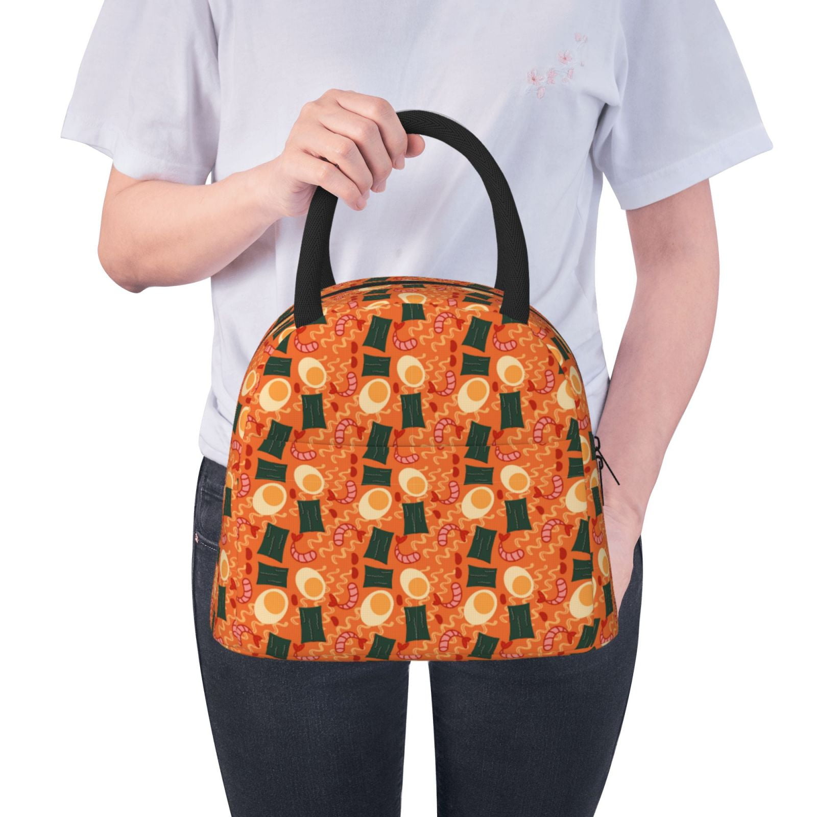 Ratiio Ramen Noodle Soup Print Insulated Lunch Bag Women Reusable Lunch ...