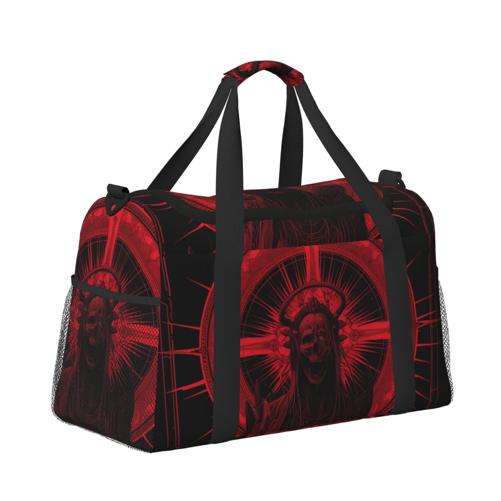Ratiio Red Gothic Skeleton Throne Pattern Hand Travel Bag, Weekender ...