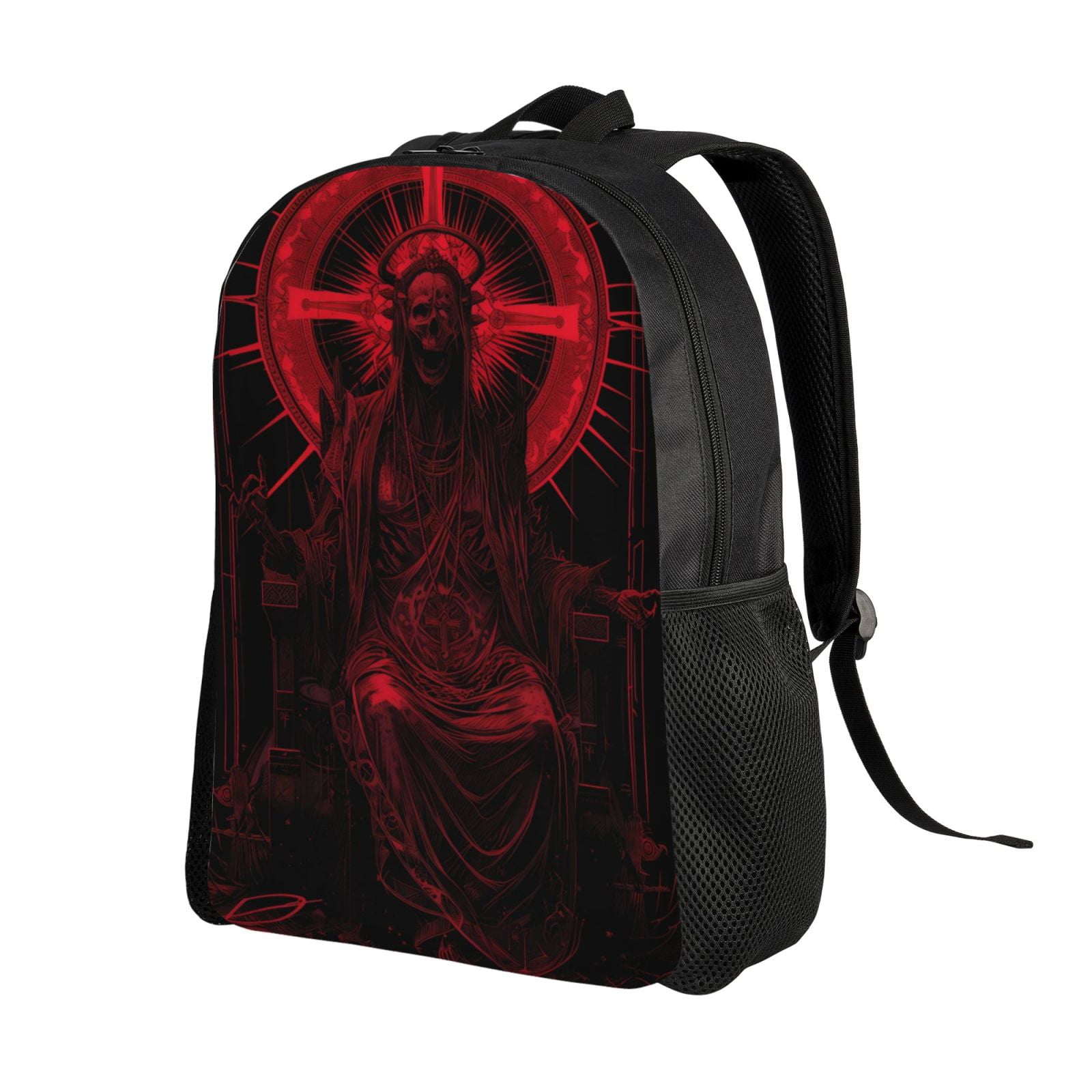 Ratiio Red Gothic Skeleton Throne Print Backpack with Padded 15-inch ...