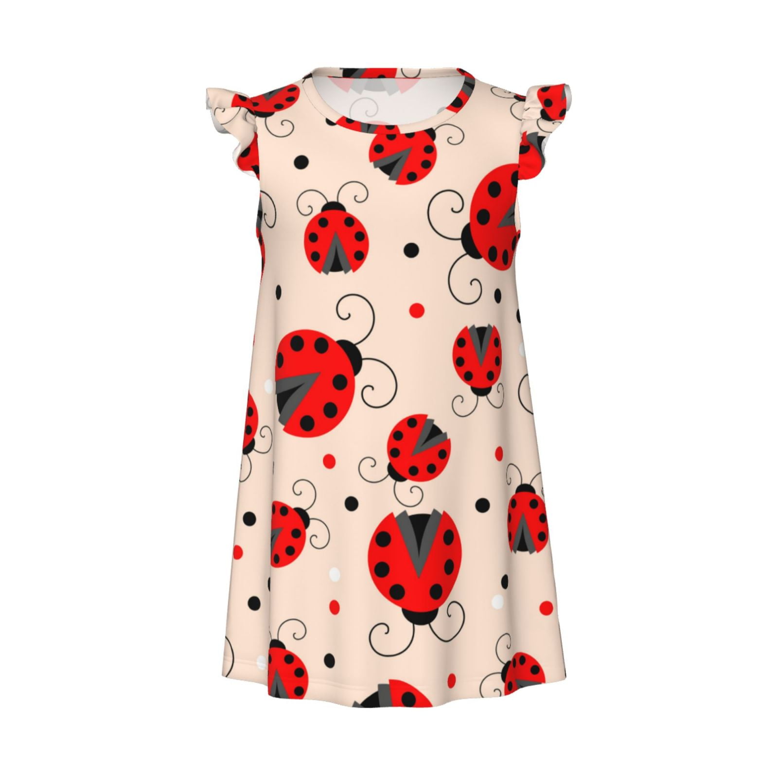 Ratiio Red Ladybug Print Girls Nightgowns, Princess Pajama Dresses for ...