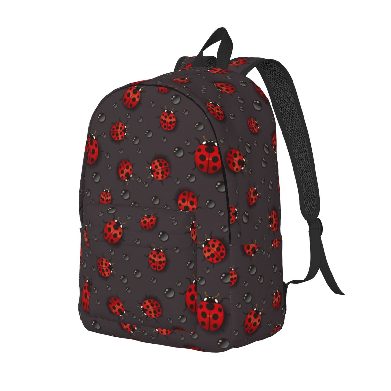 Ratiio Red Ladybugs On Dark Background Print Canvas Backpack for Women ...
