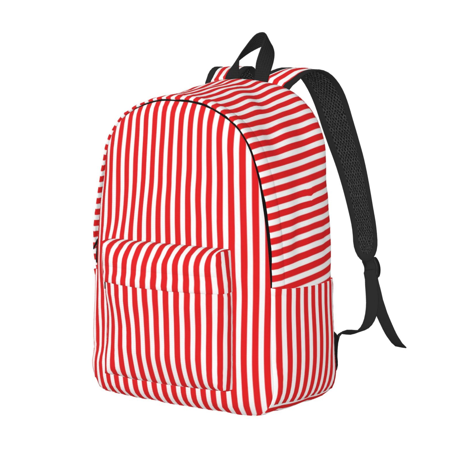 Ratiio Red And White Stripes Print Canvas Backpack for Women & Men ...