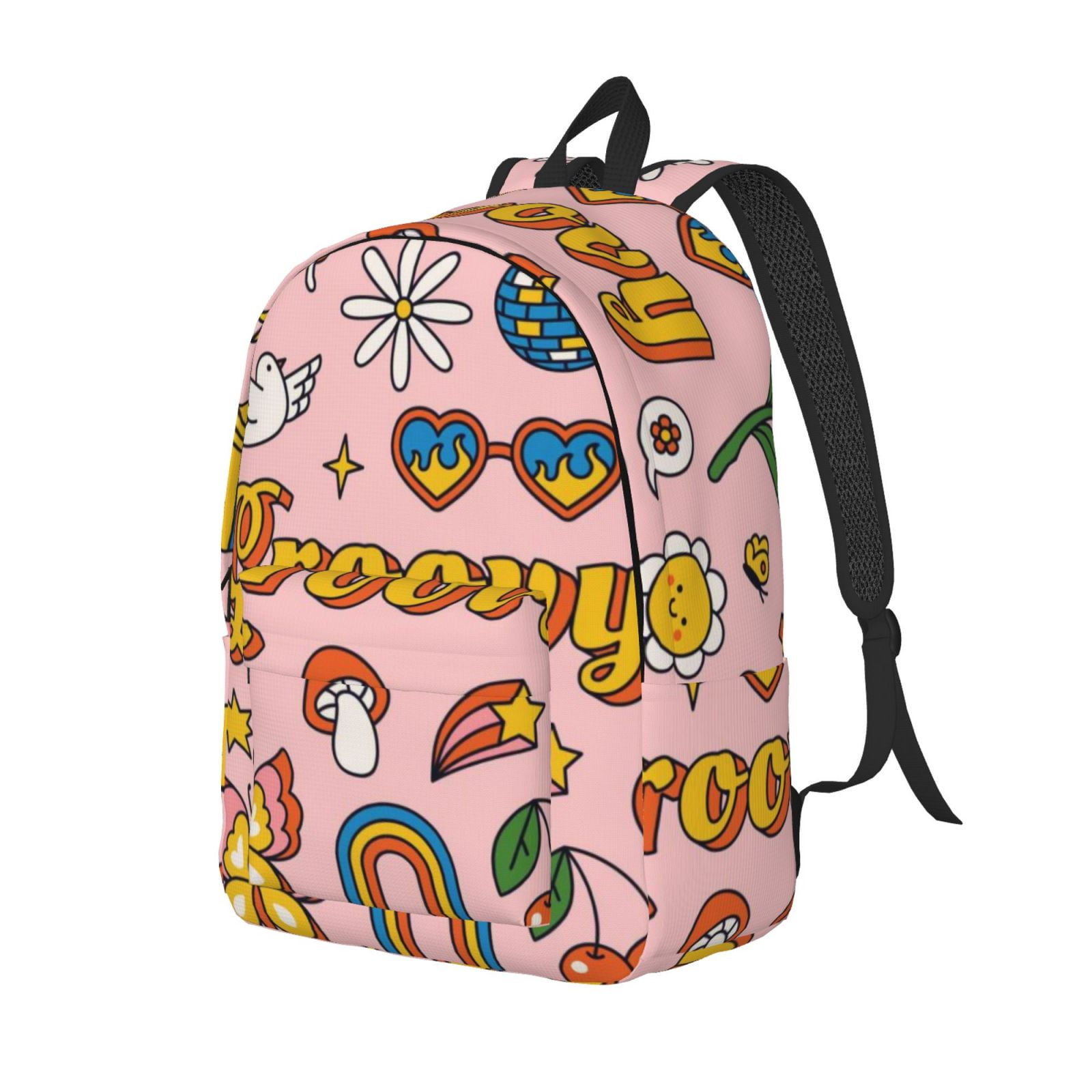 Ratiio Retro 70s Hippie Print Canvas Backpack for Women & Men Retro ...