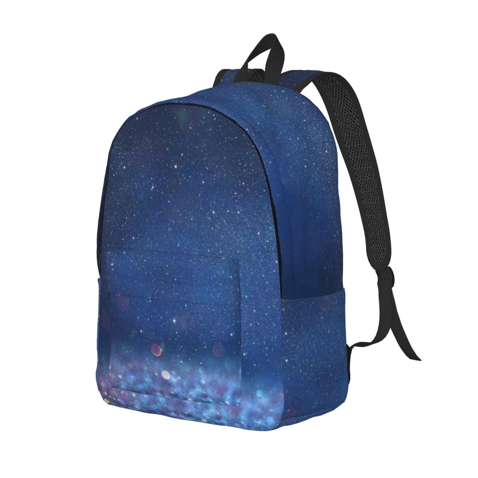Ratiio Retro Blue Glitter Print Canvas Backpack for Women & Men Retro ...