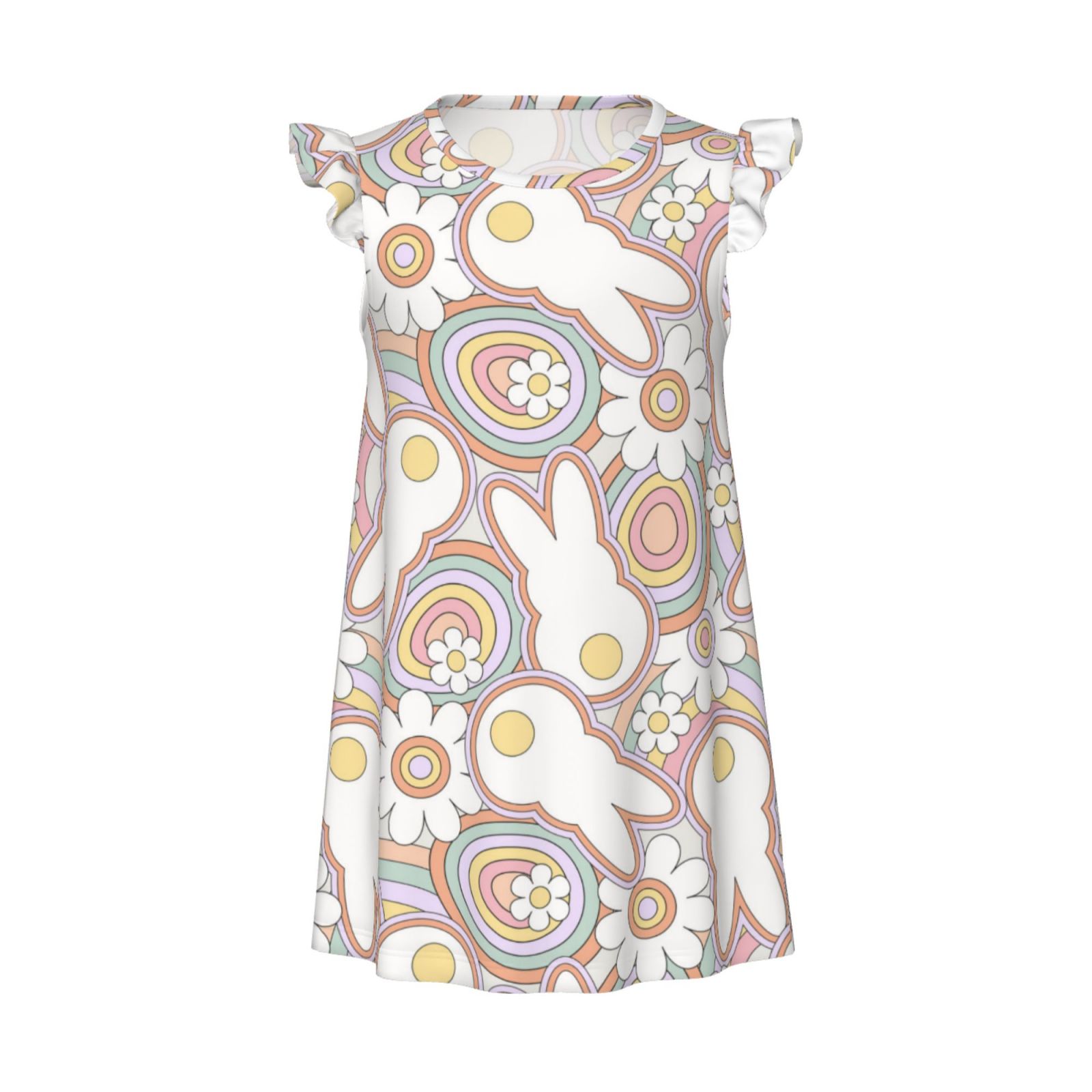 Ratiio Retro Hippie Groovy Easter bunny Print Girls Nightgowns ...