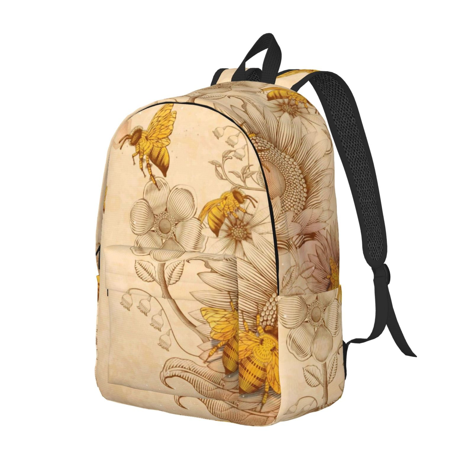 Ratiio Retro Honey Bees Print Canvas Backpack for Women & Men Retro ...