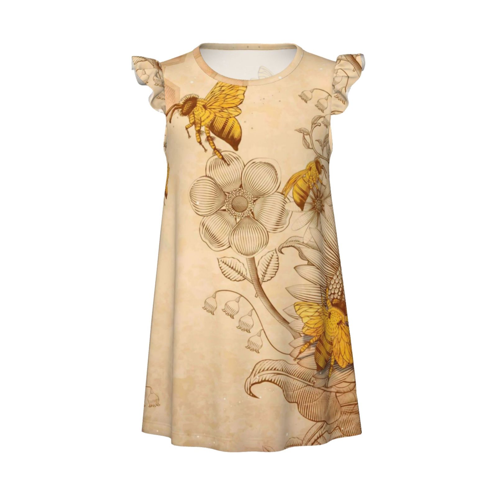 Ratiio Retro Honey Bees Print Girls Nightgowns, Princess Pajama Dresses ...