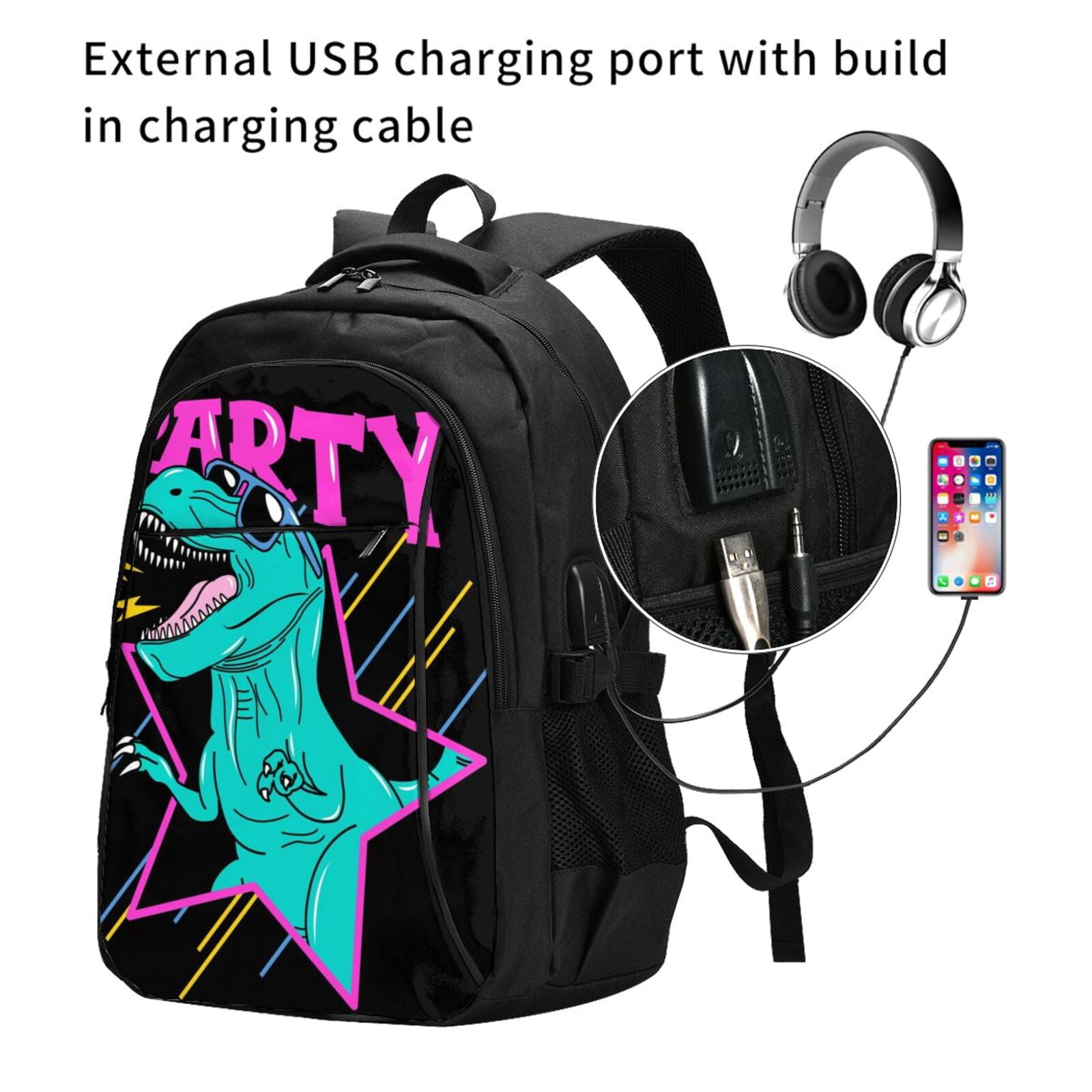 Ratiio Rex Dinosaur With Sunglasses Print Travel Laptop Backpack,Slim ...