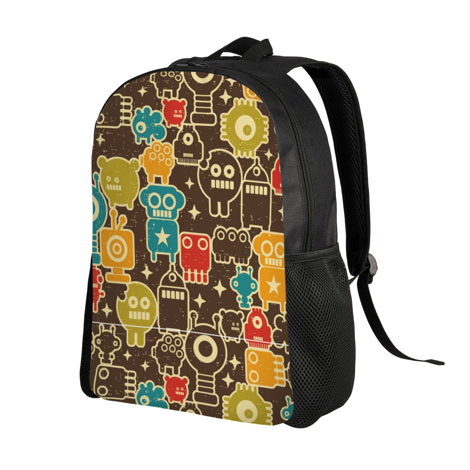 Ratiio Robot and Monsters Print Backpack with Padded 15-inch Laptop ...