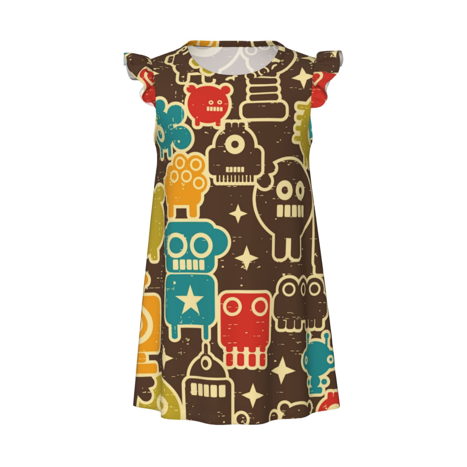 Ratiio Robot and Monsters Print Girls Nightgowns, Princess Pajama ...