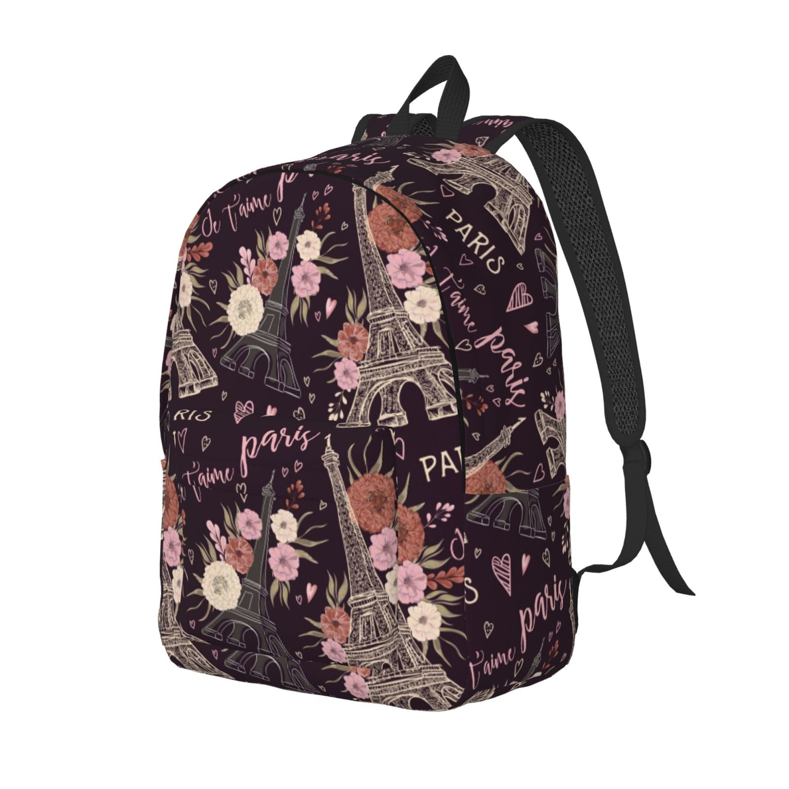 Ratiio Romantic Paris Print Canvas Backpack for Women & Men Retro ...