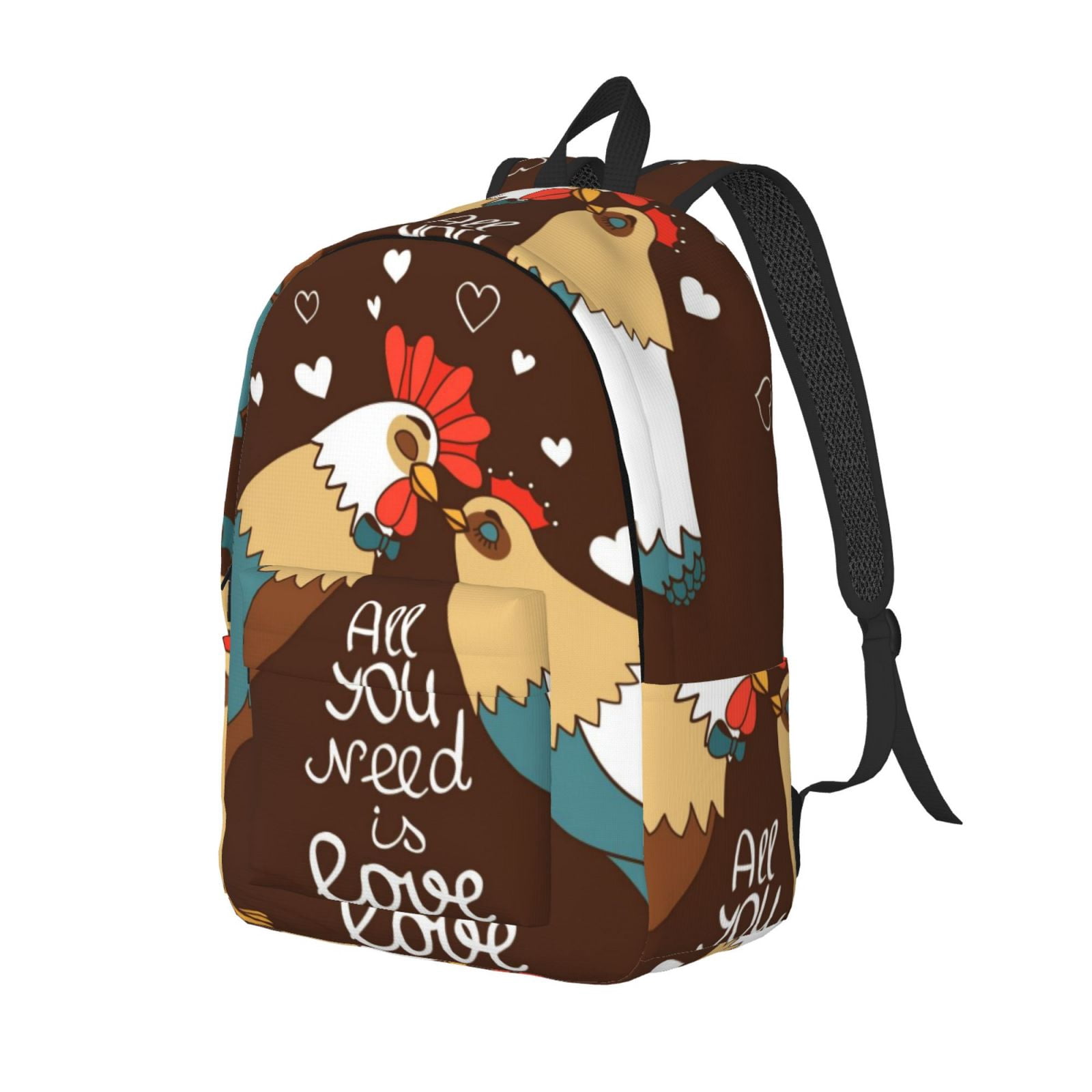Ratiio Rooster And Chicken Print Canvas Backpack for Women & Men Retro ...