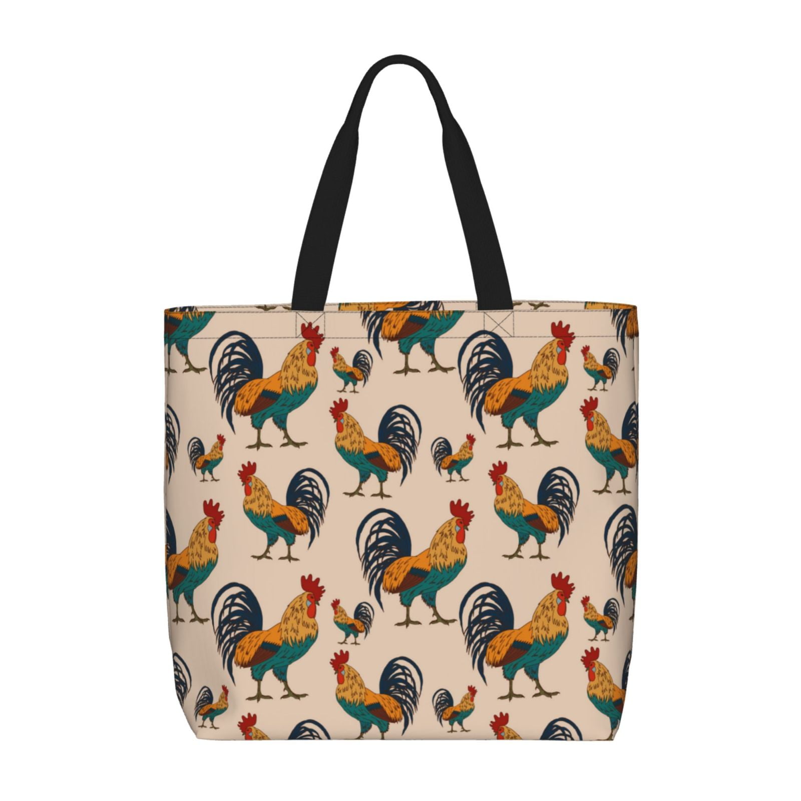 Ratiio Rooster Print Reusable Grocery Bag Shopping Bags with Zipper ...