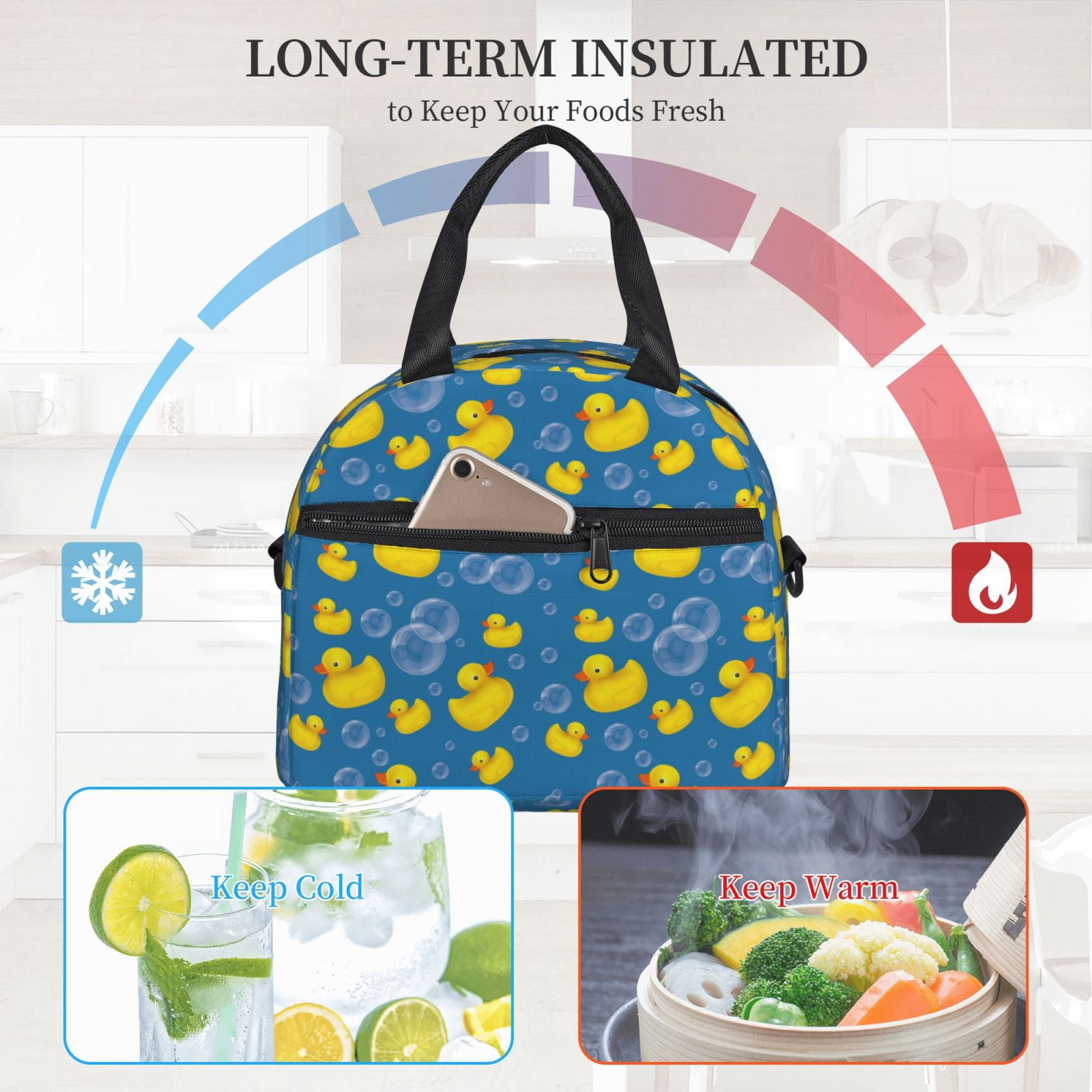 Ratiio Rubber Duck Pattern Lunch Bag ,Insulated Lunch Box, Small ...