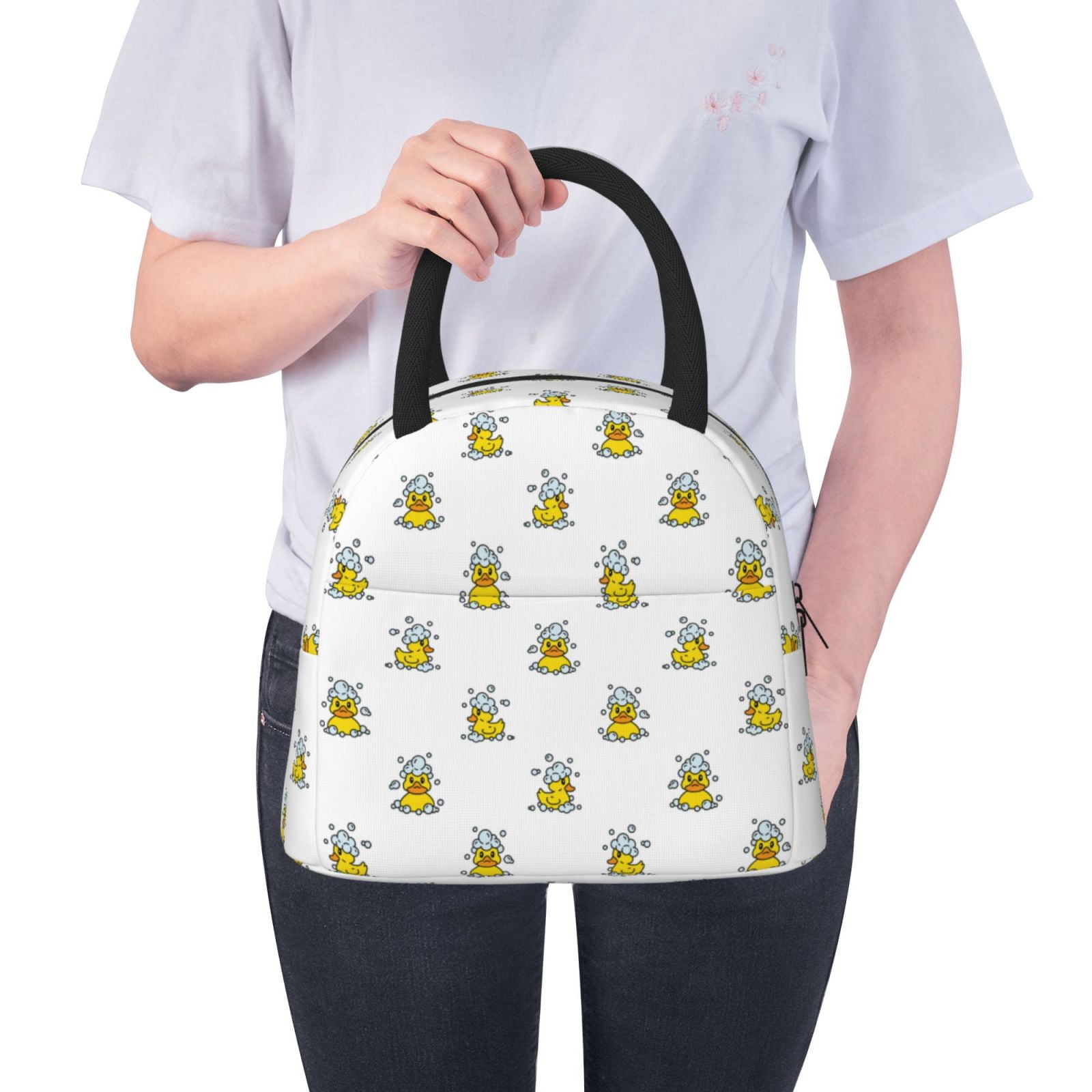 Ratiio Rubber Duck Showe Print Insulated Lunch Bag Women Reusable Lunch ...