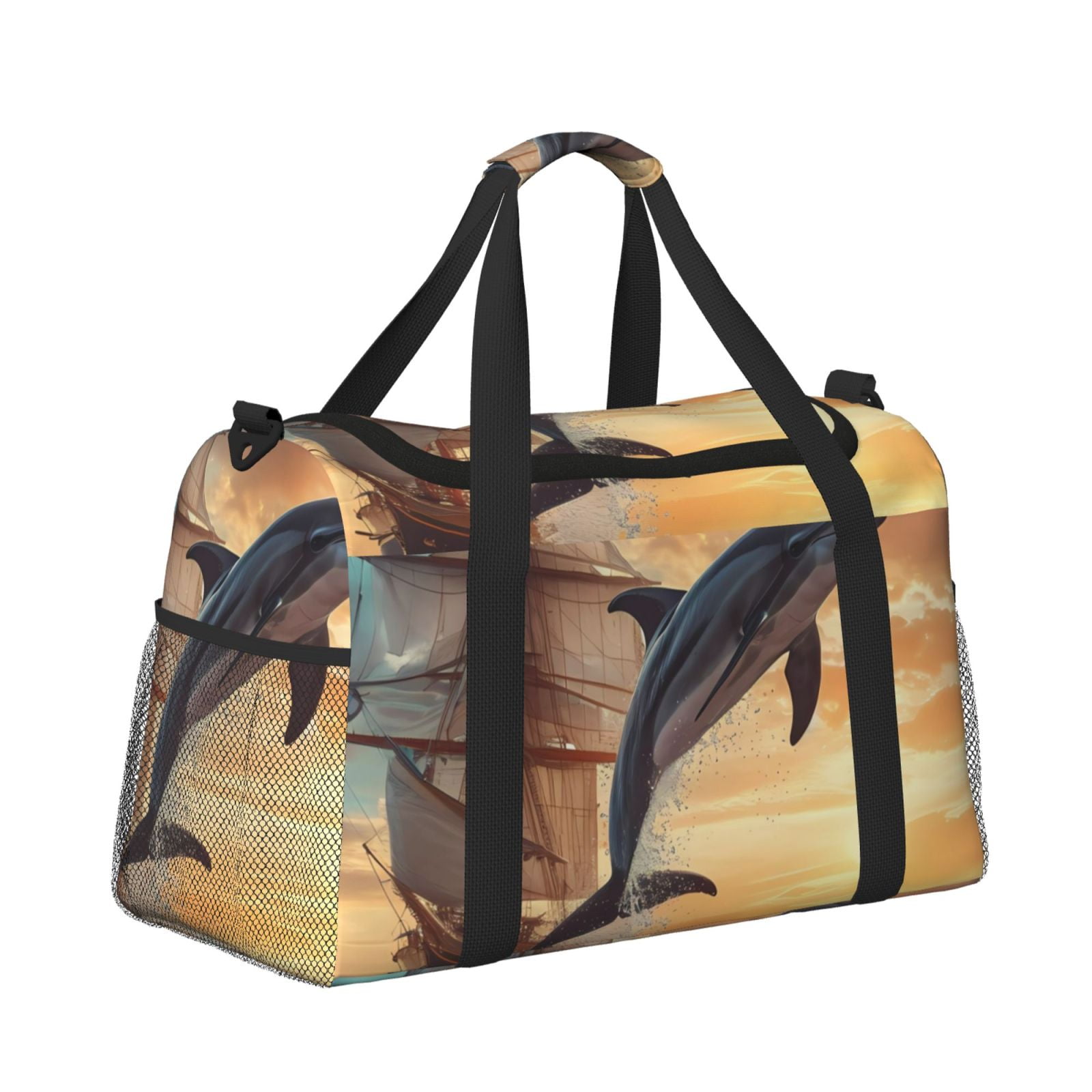 Ratiio Sailing Dancing Dolphin Pattern Hand Travel Bag, Weekender Carry ...