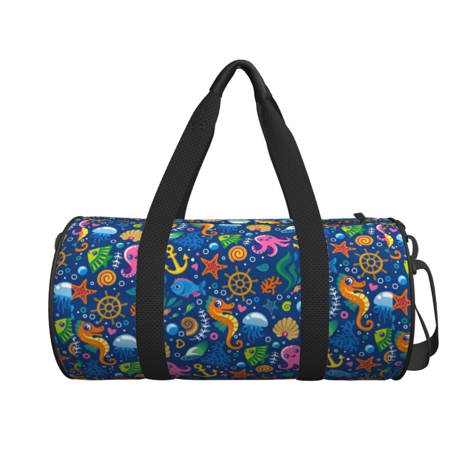 Ratiio Sea Fish Pattern Foldable Sports Gym Bag with Wet Dry Pocket ...