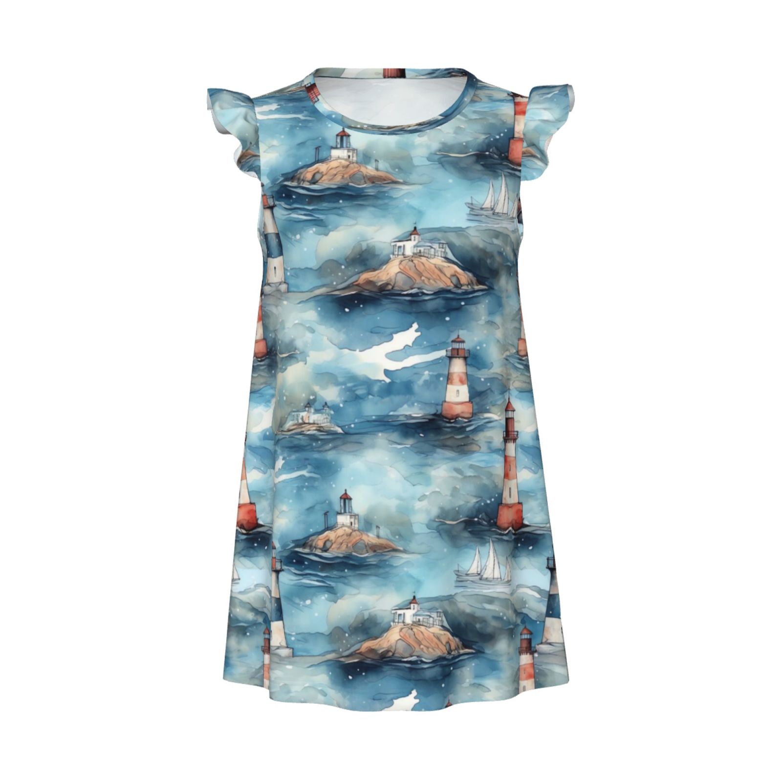 Ratiio Sea Marine And Lighthouse Print Girls Nightgowns, Princess ...