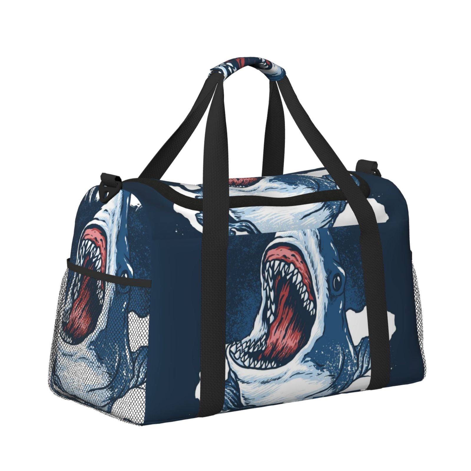 Ratiio Shark Pattern Hand Travel Bag, Weekender Carry On for Women Men ...