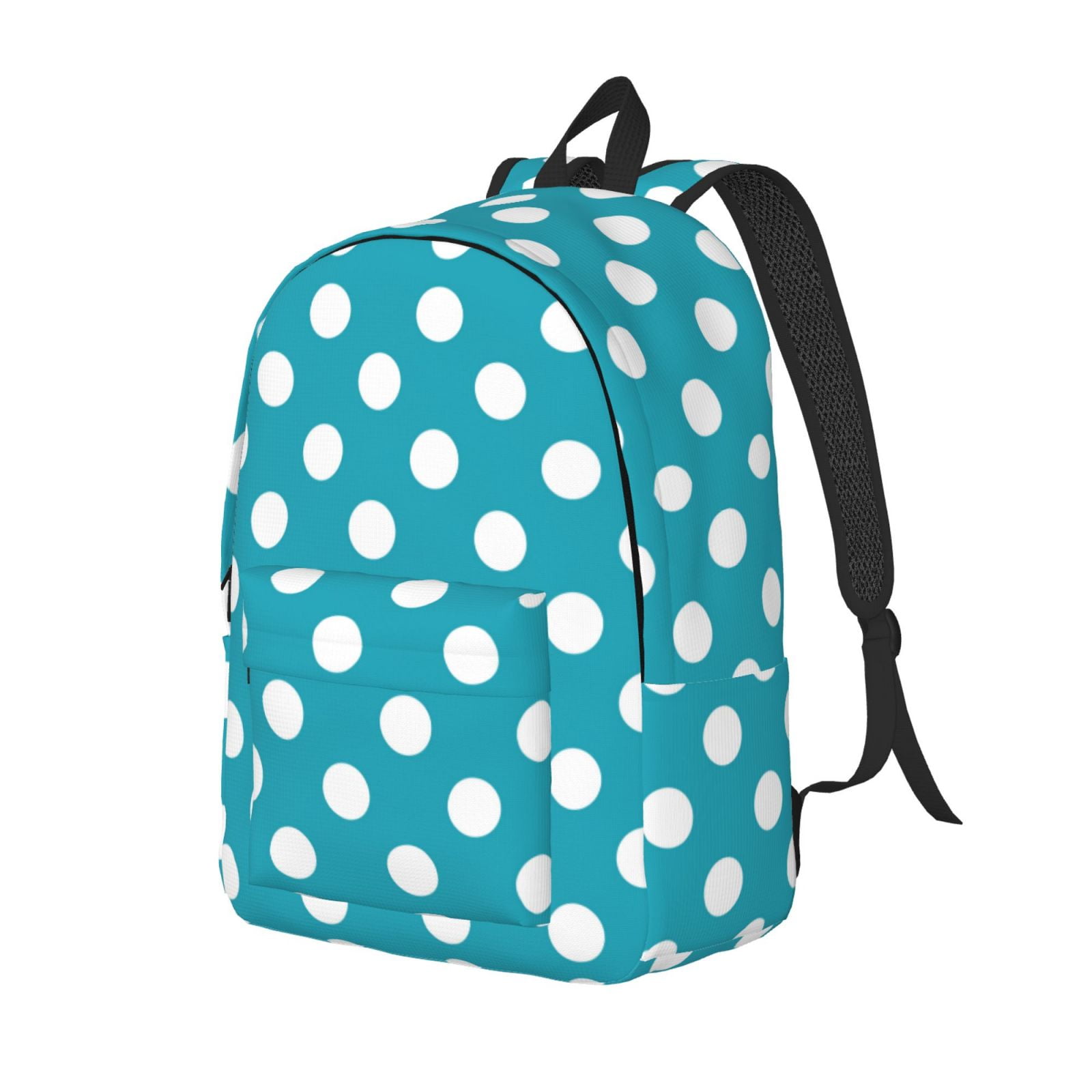 Ratiio Sky Blue And White Polka Dot Print Canvas Backpack for Women ...