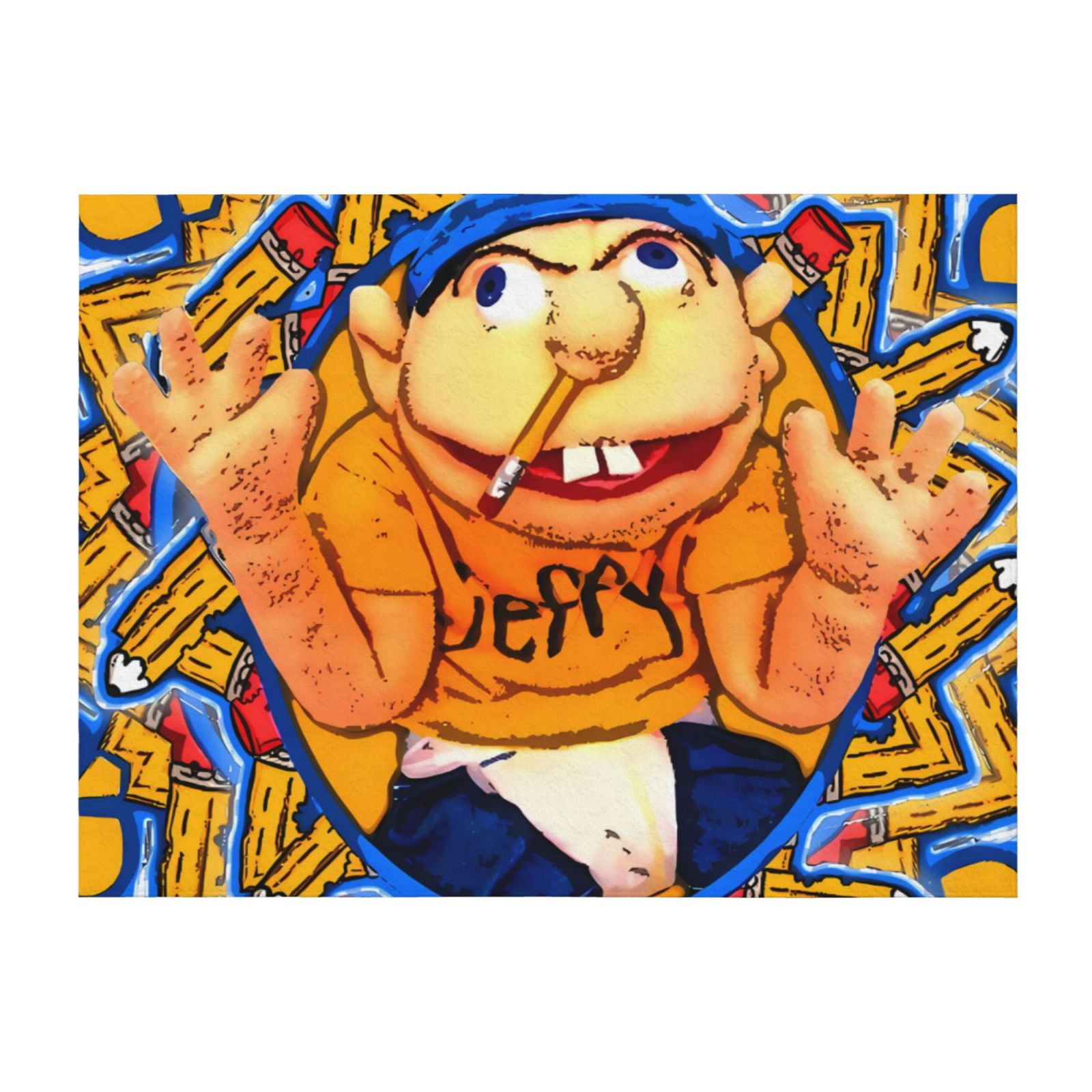 Ratiio Sml Jeffy Print Throw Blanket for Couch Sofa or Bed Throw Size, Soft Fuzzy Plush ...