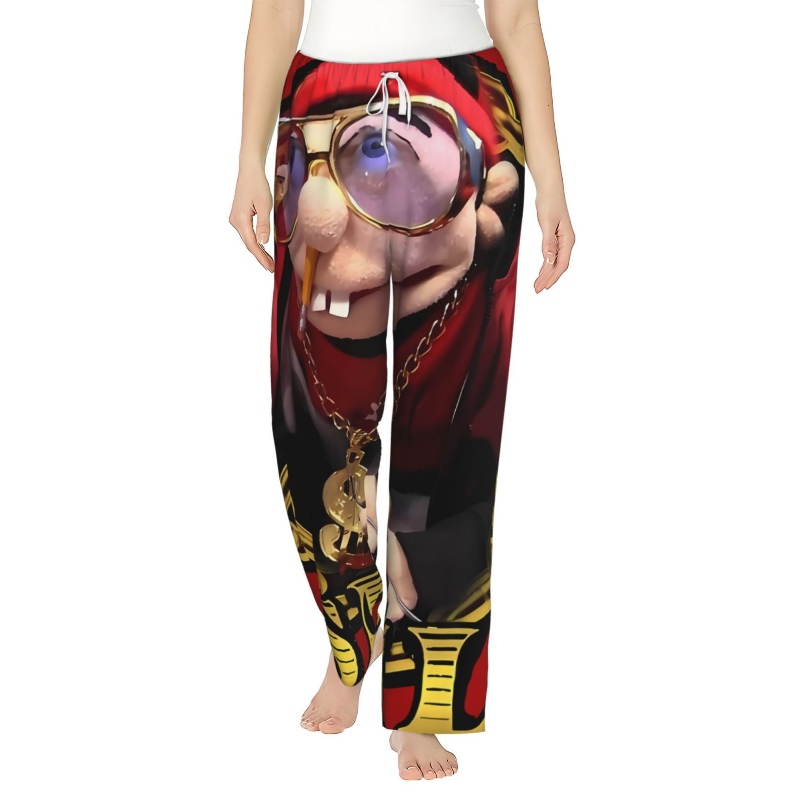 Ratiio Sml Jeffy Print Women Soft Pajama Long Pants, Comfy Wide Leg Lounge Pants With Pockets ...