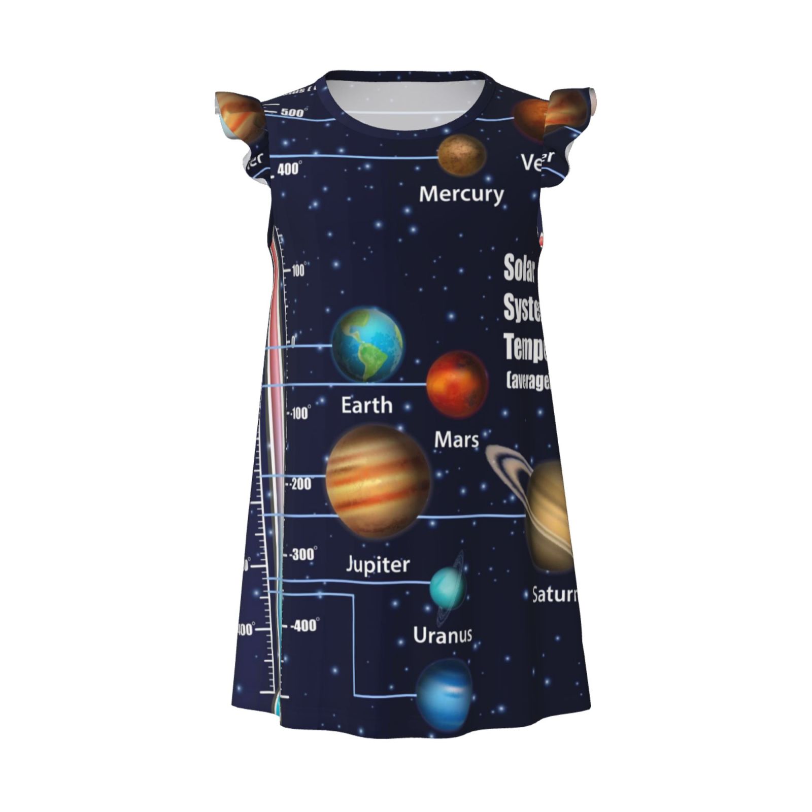 Ratiio Solar System Print Girls Nightgowns, Princess Pajama Dresses for ...