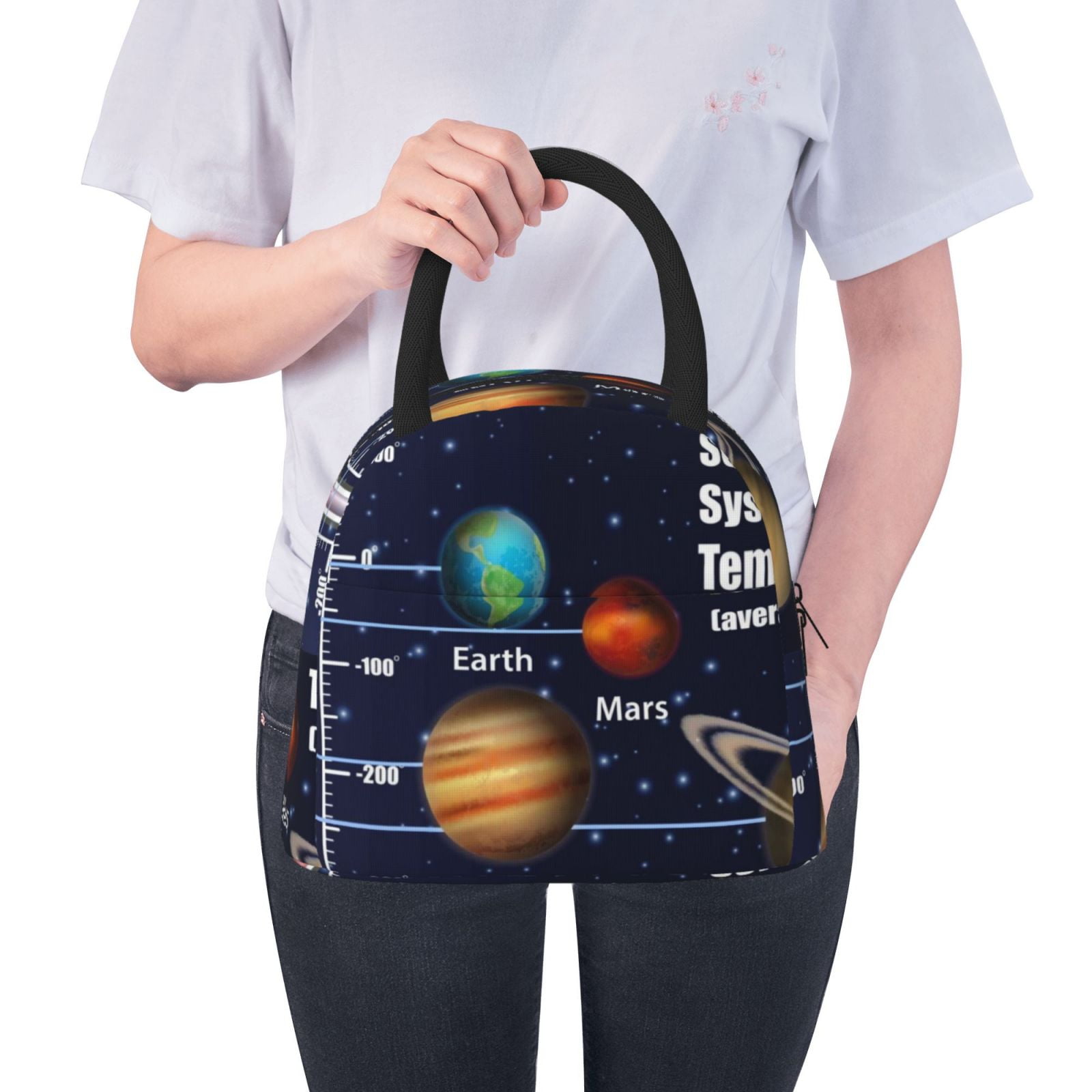 Ratiio Solar System Print Insulated Lunch Bag Women Reusable Lunch Box ...