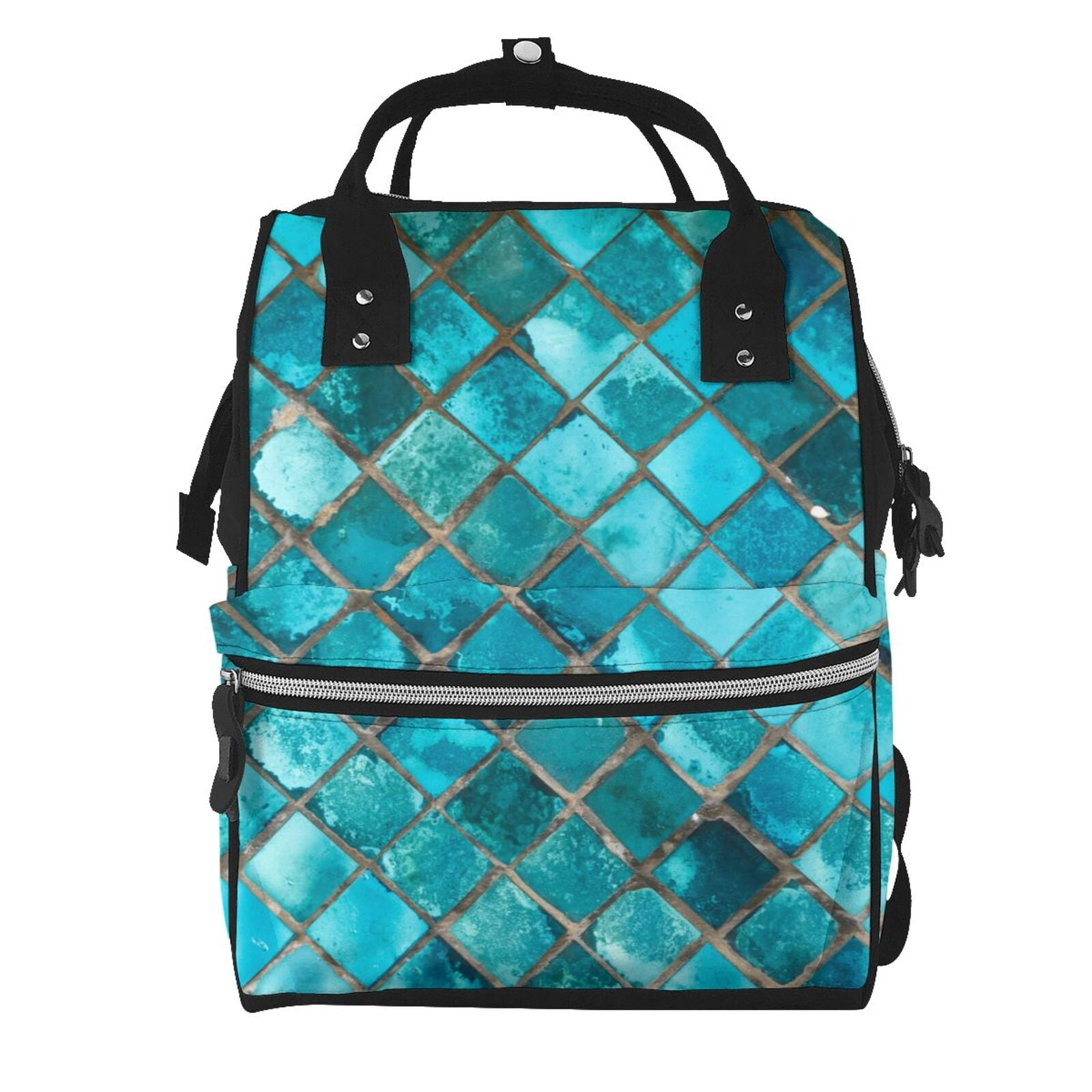 Ratiio Square Glass Mosaic Mummy Backpack - Waterproof Twill Canvas, Large Capacity Diaper Bag ...