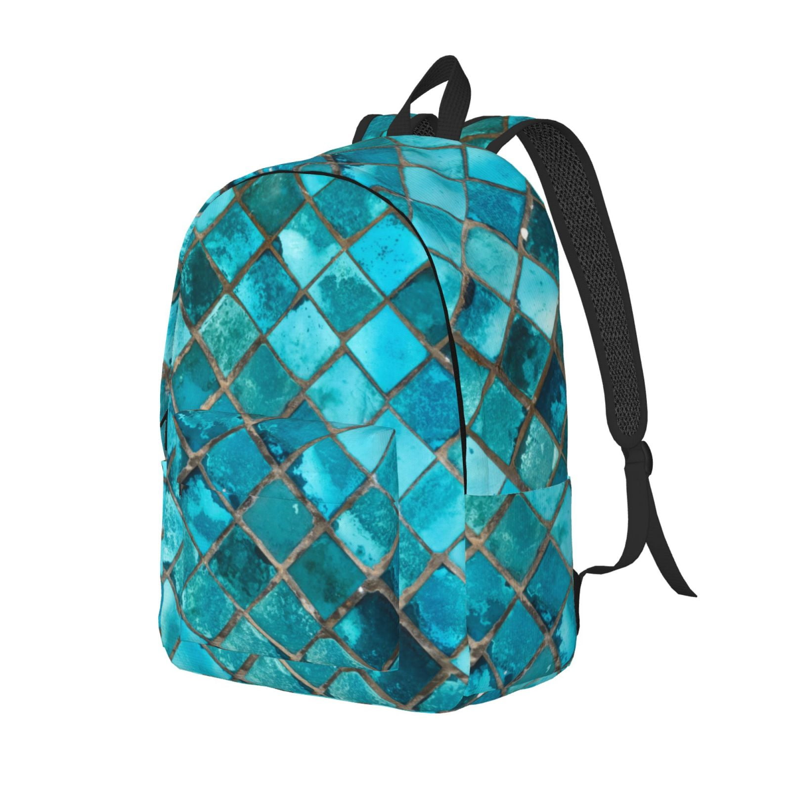 Ratiio Square Glass Mosaic Print Canvas Backpack for Women & Men Retro ...