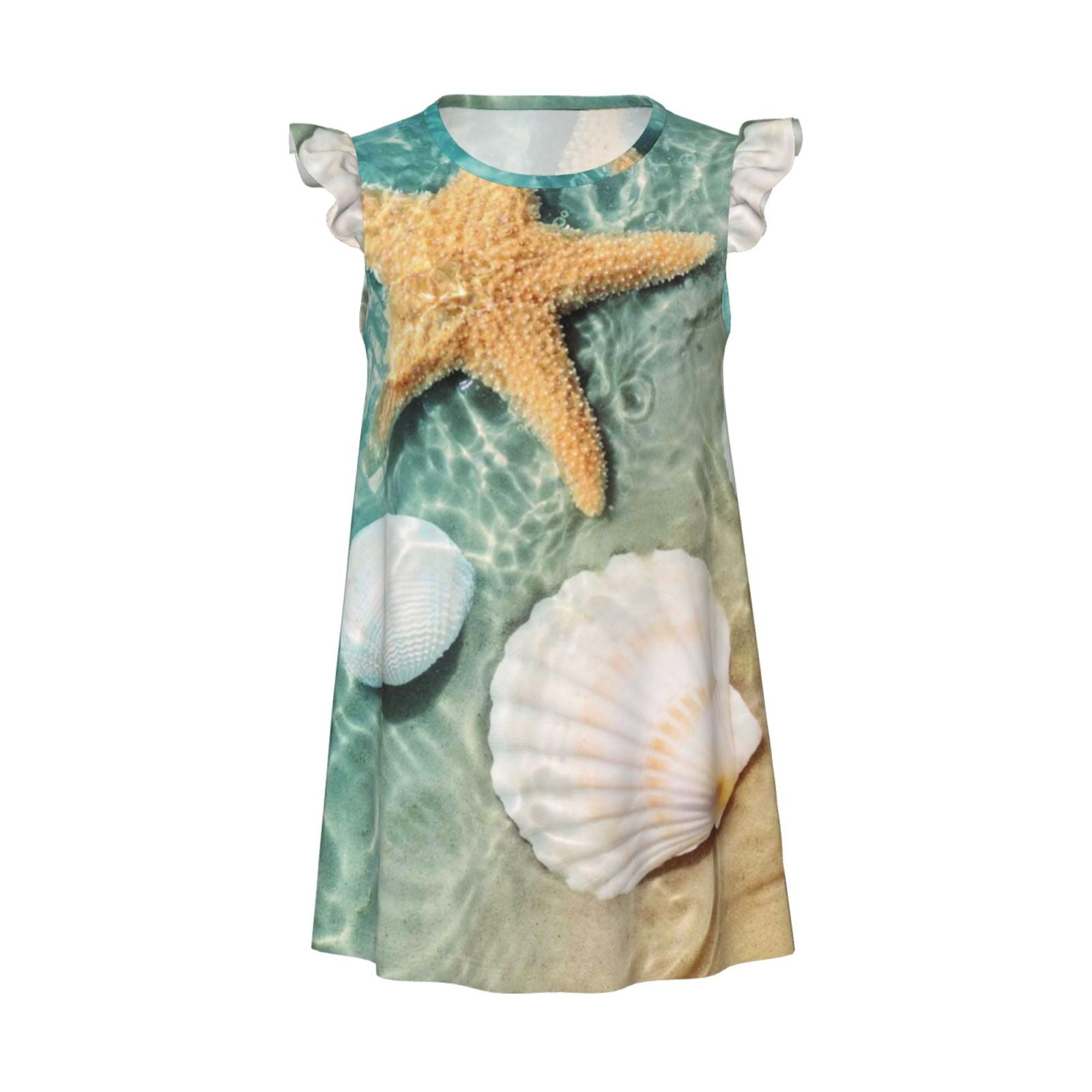 Ratiio Starfish And Seashell Print Girls Nightgowns, Princess Pajama ...