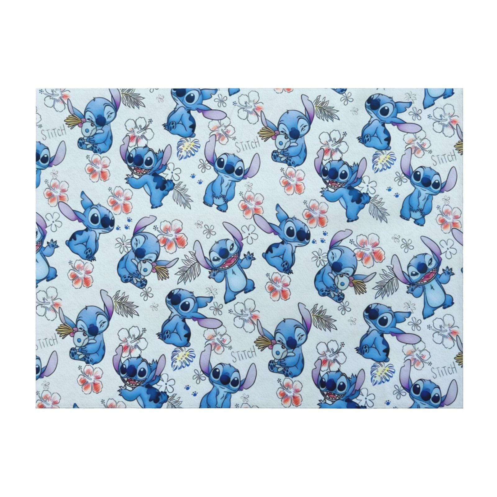 Ratiio Stitch Print Throw Blanket for Couch Sofa or Bed Throw Size, Soft Fuzzy Plush , Flannel ...