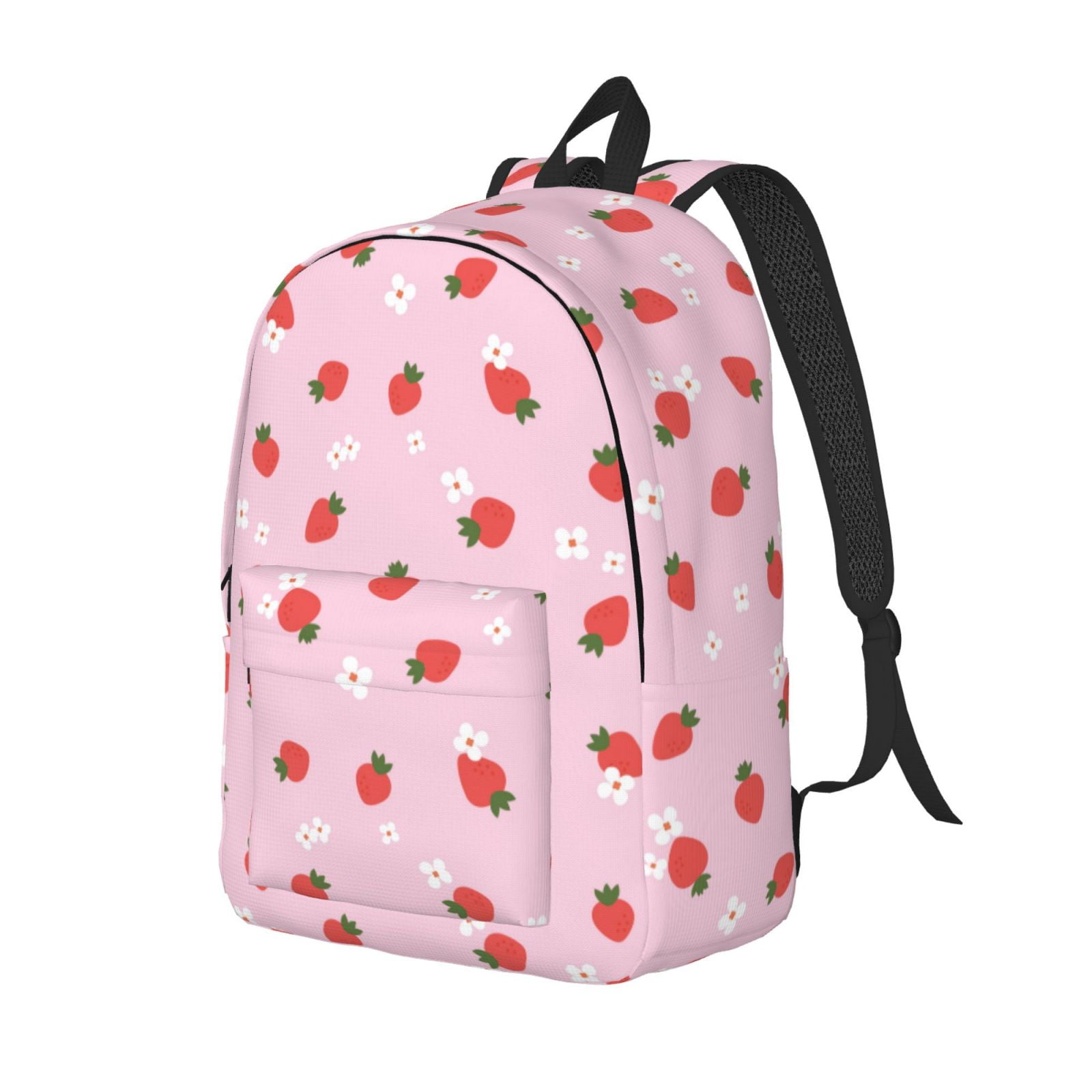 Ratiio Strawberry Floral Print Canvas Backpack for Women & Men Retro ...