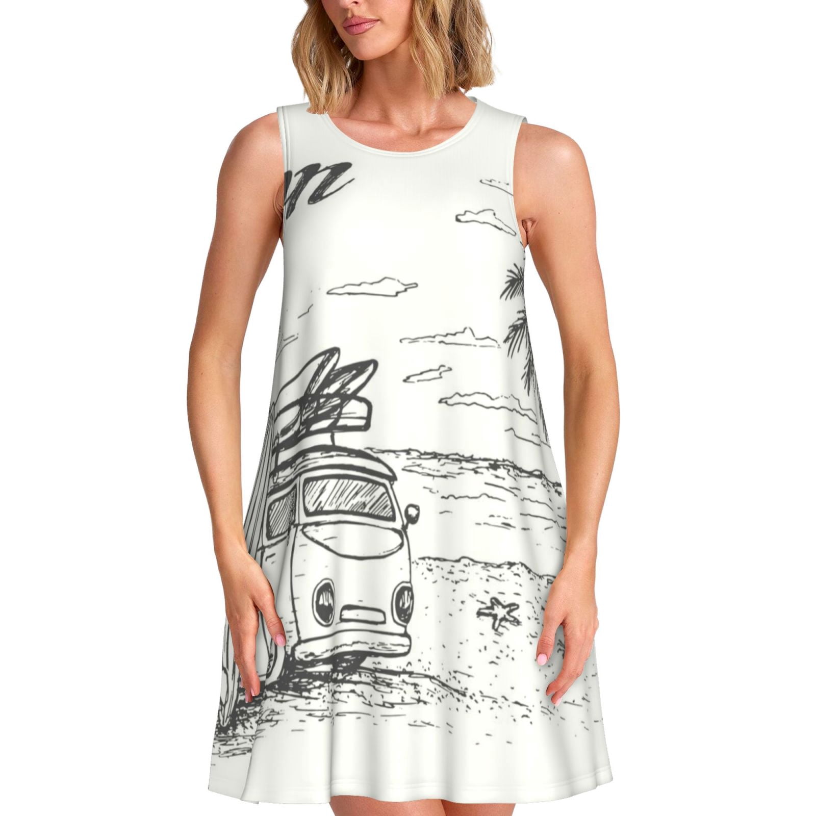 Ratiio Summer Vacation Scene With Camping Van Pattern Women's ...