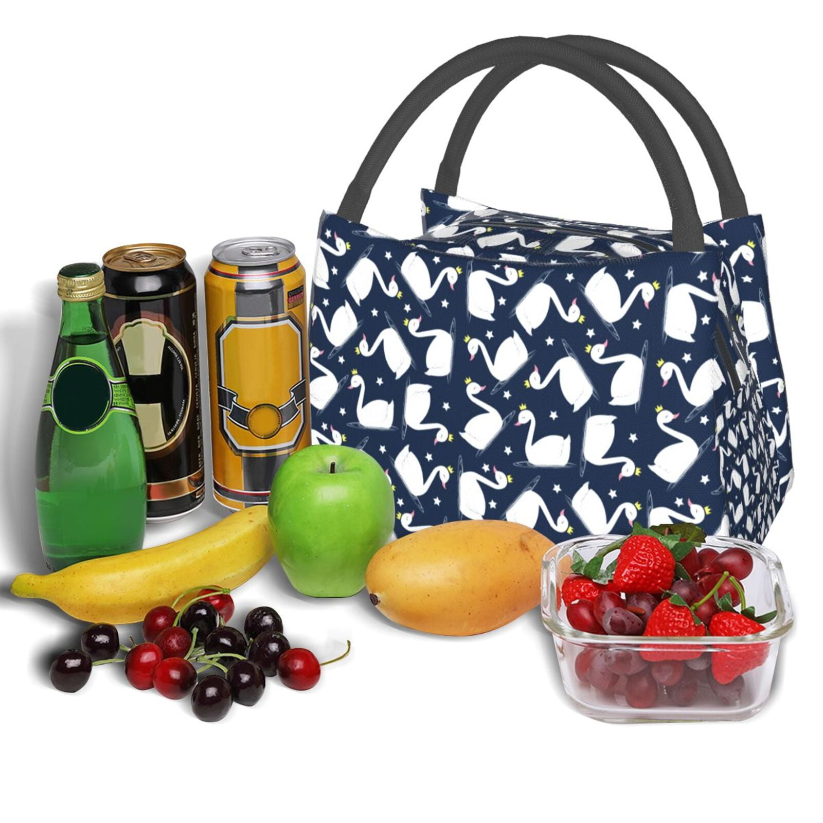 Ratiio Swan Pattern Portable Insulation Lunch Bag, Insulated Food ...