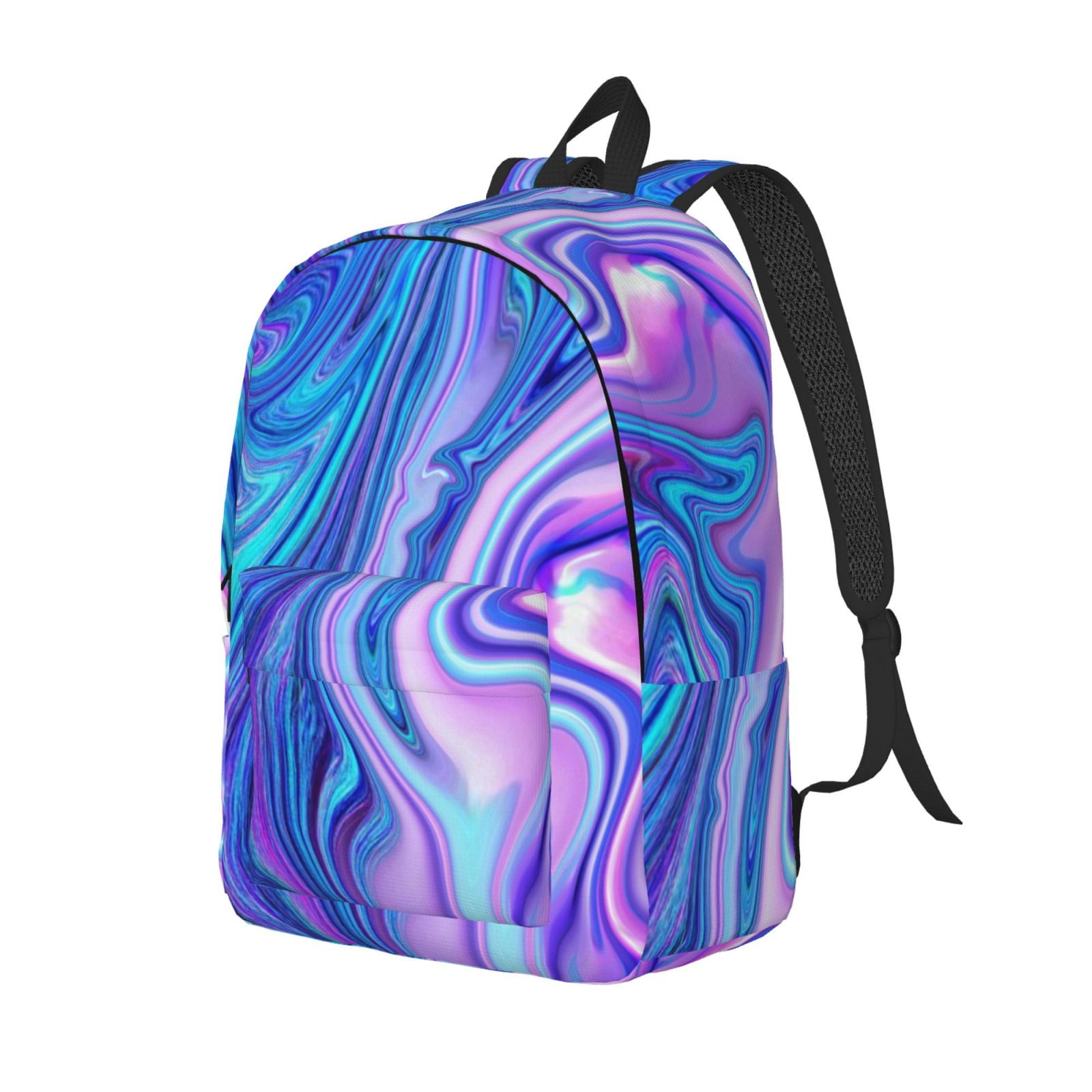 Ratiio Swirl Blue And Purple Print Canvas Backpack for Women & Men ...