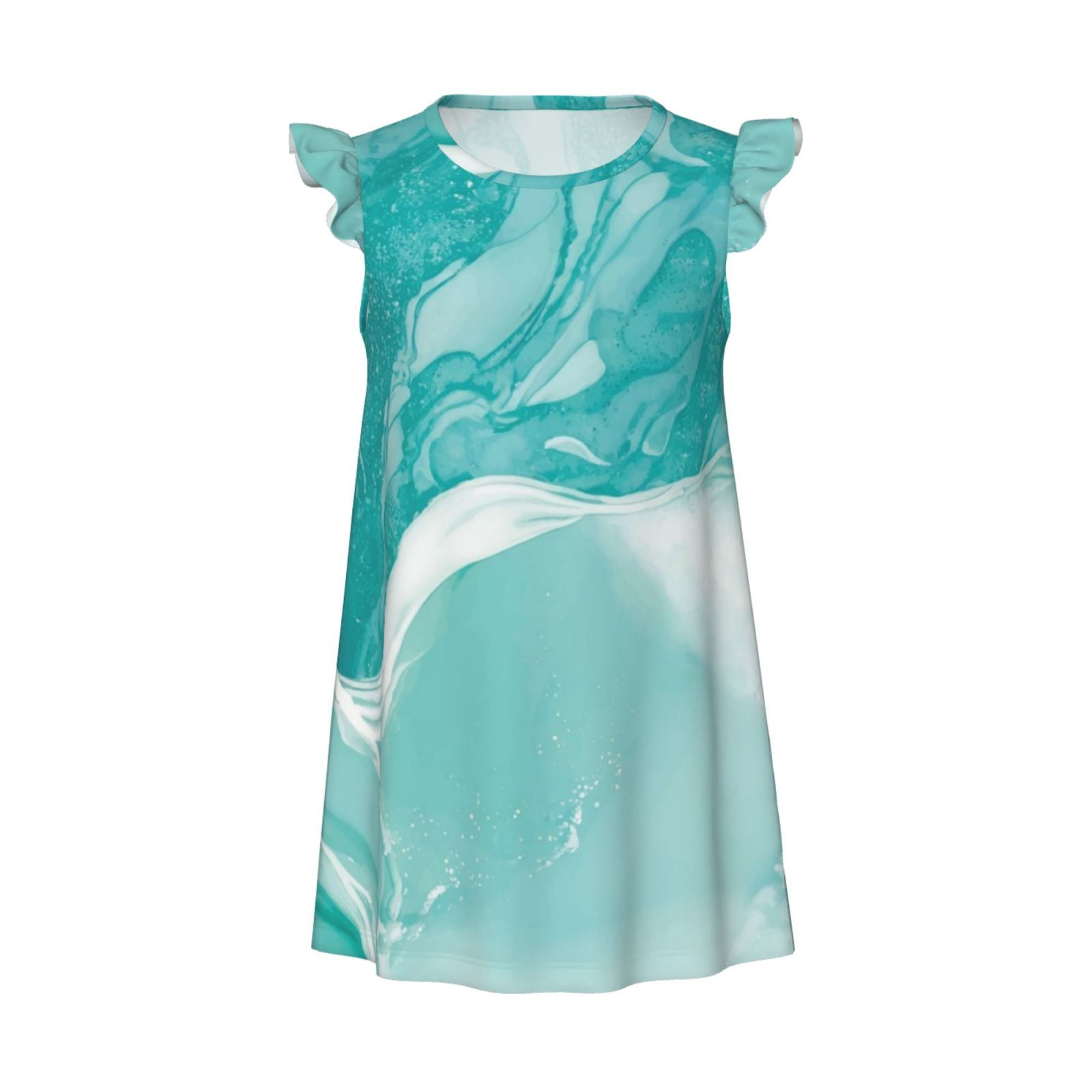 Ratiio Teal Turquoise 1 Print Girls Nightgowns, Princess Pajama Dresses ...