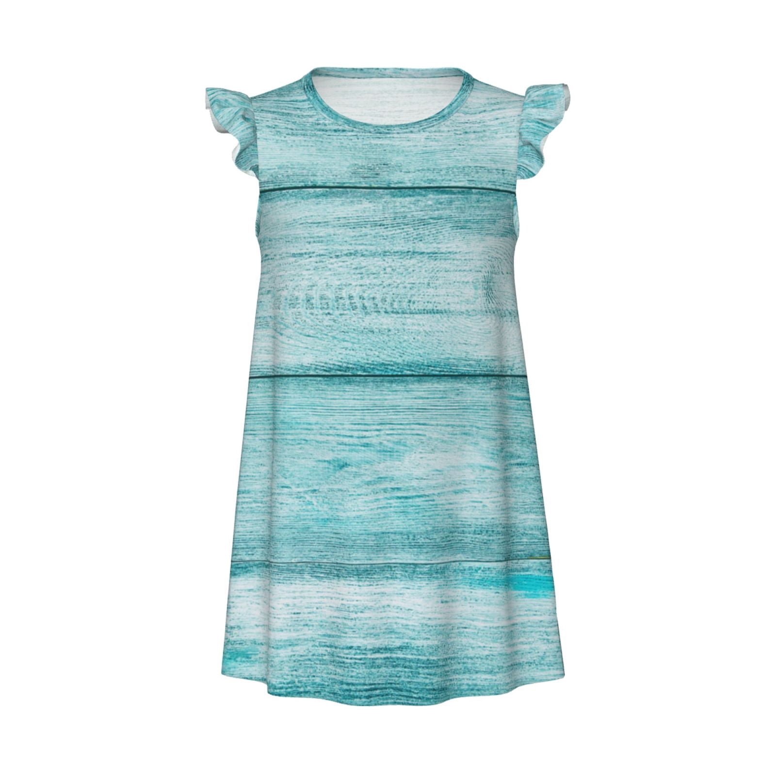 Ratiio Teal Turquoise Wood Print Girls Nightgowns, Princess Pajama ...