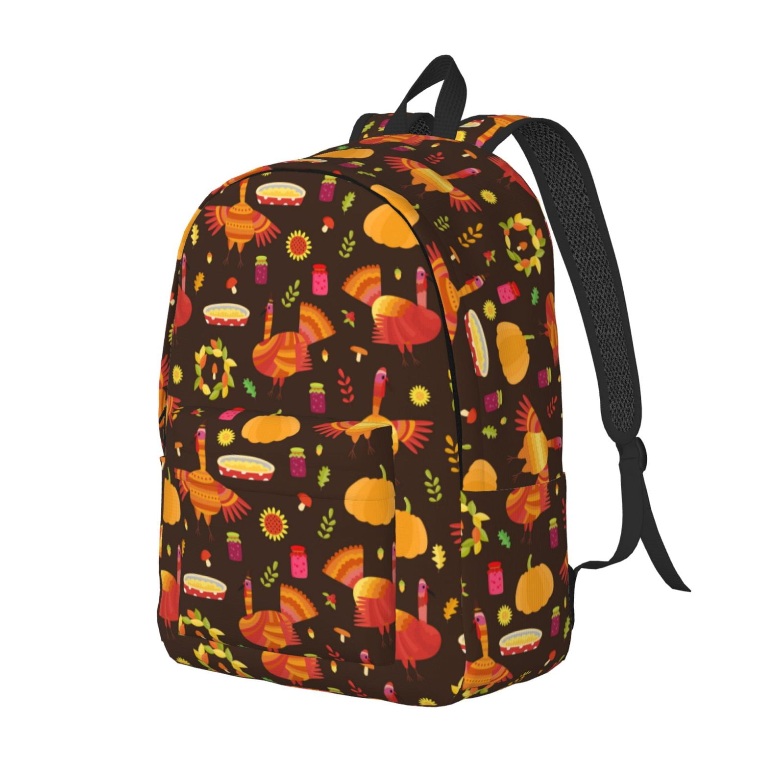 Ratiio Thanksgiving Turkey Print Canvas Backpack for Women & Men Retro ...