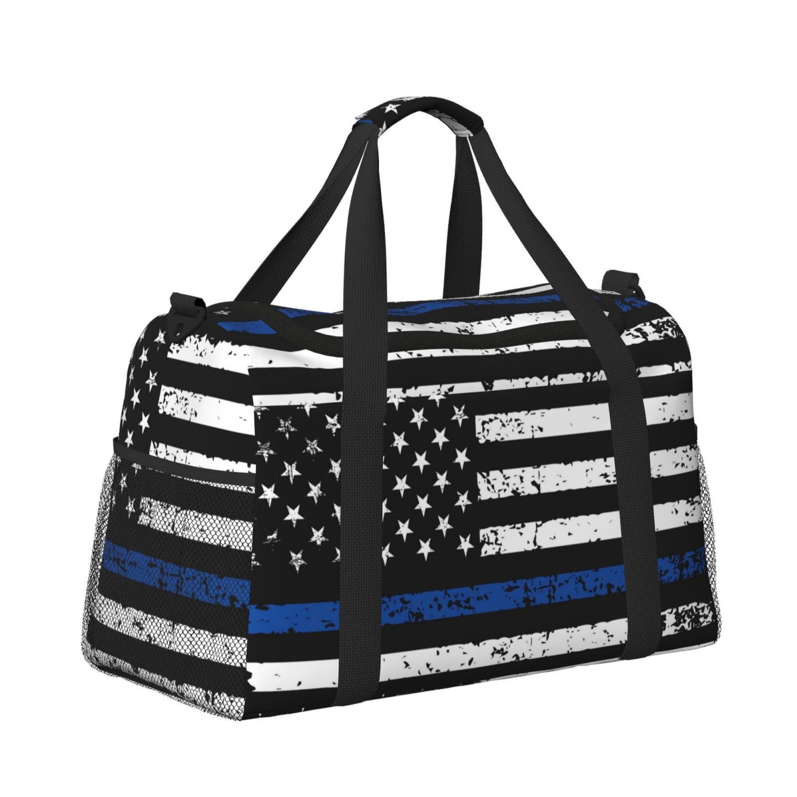Ratiio Thin Blue Line Flag Pattern Hand Travel Bag, Weekender Carry On ...