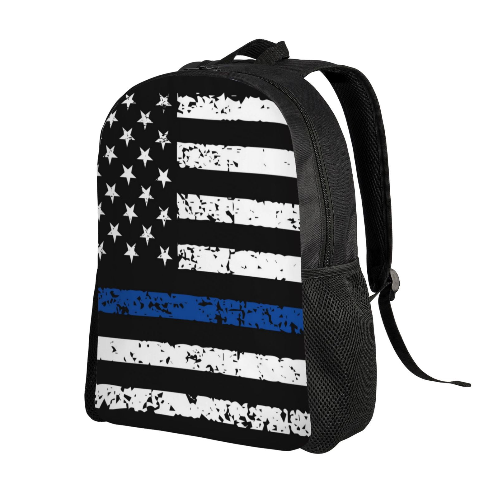 Ratiio Thin Blue Line Flag Print Backpack with Padded 15-inch Laptop ...