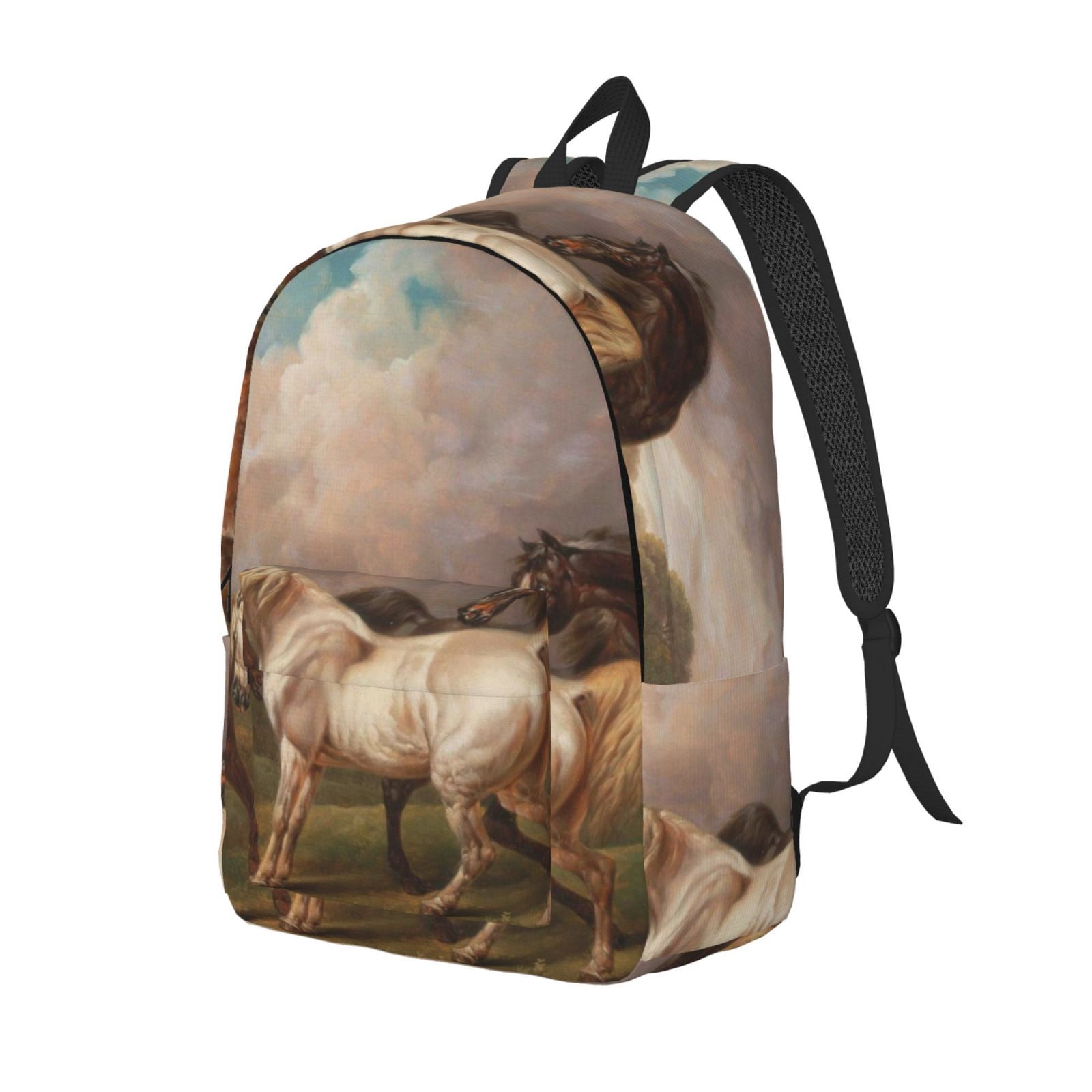 Ratiio Three Horses Oil Painting Print Canvas Backpack for Women & Men ...