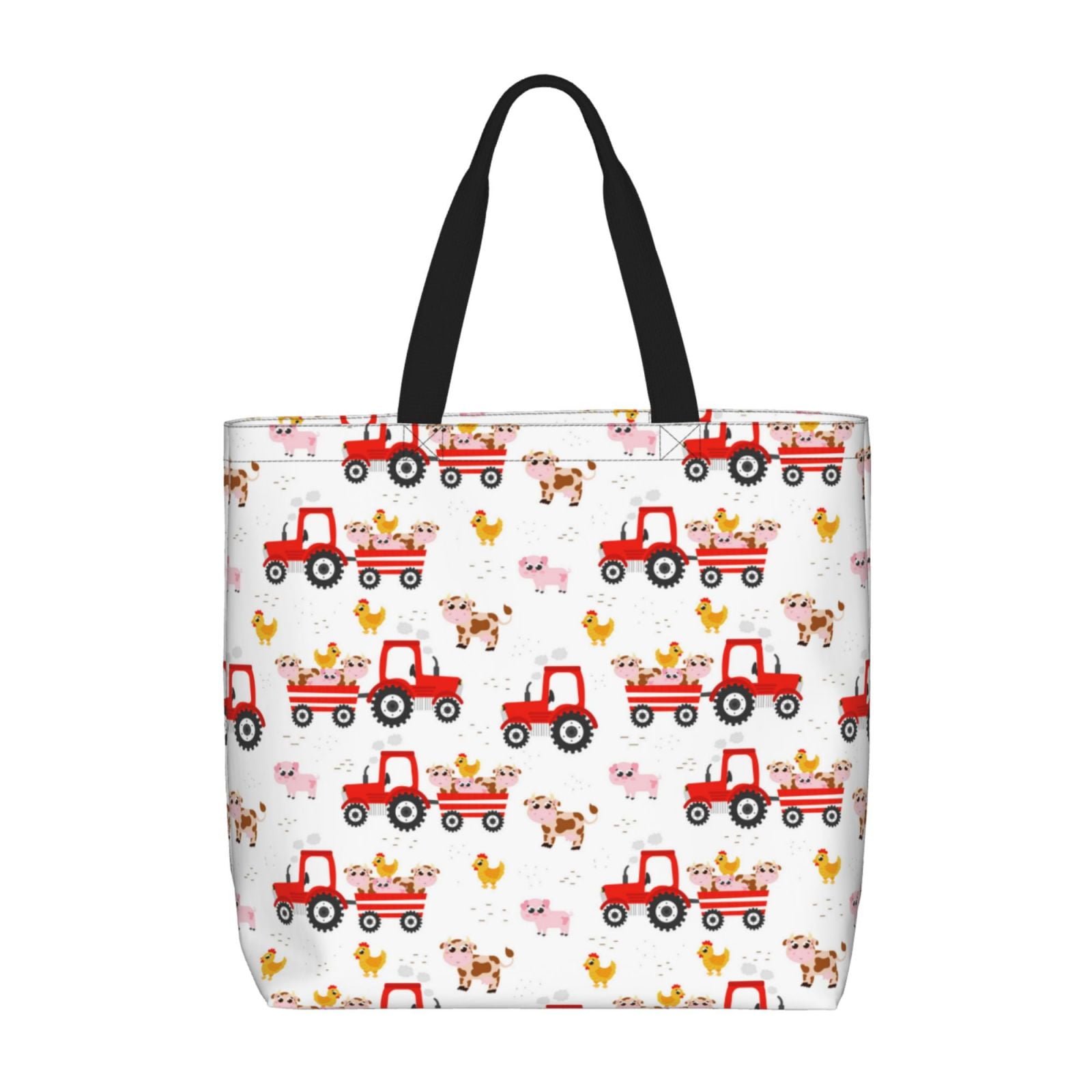 Ratiio Tractor With Farm Animals Print Reusable Grocery Bag Shopping ...
