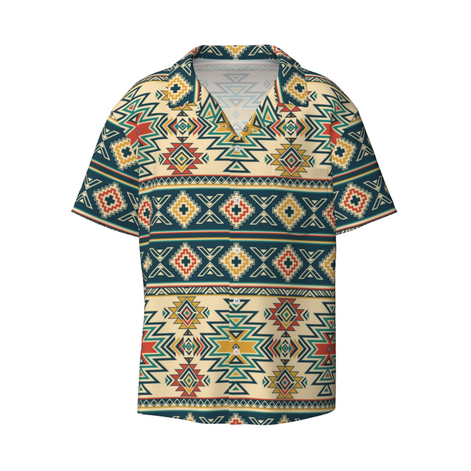 Ratiio Traditional Tribal Aztec1 Print Mens Casual Short Sleeve Shirts ...