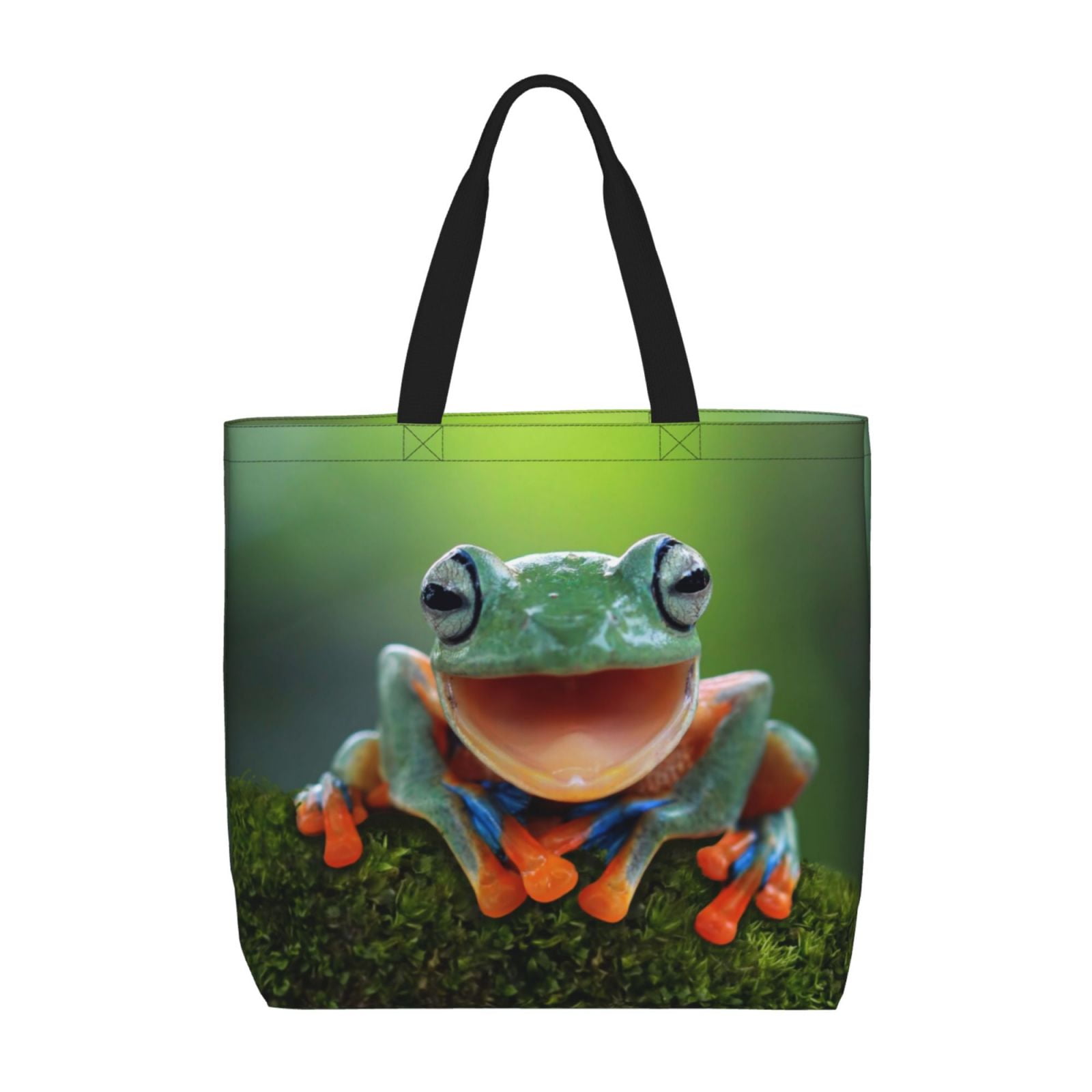 Ratiio Tree Frog Print Reusable Grocery Bag Shopping Bags with Zipper ...