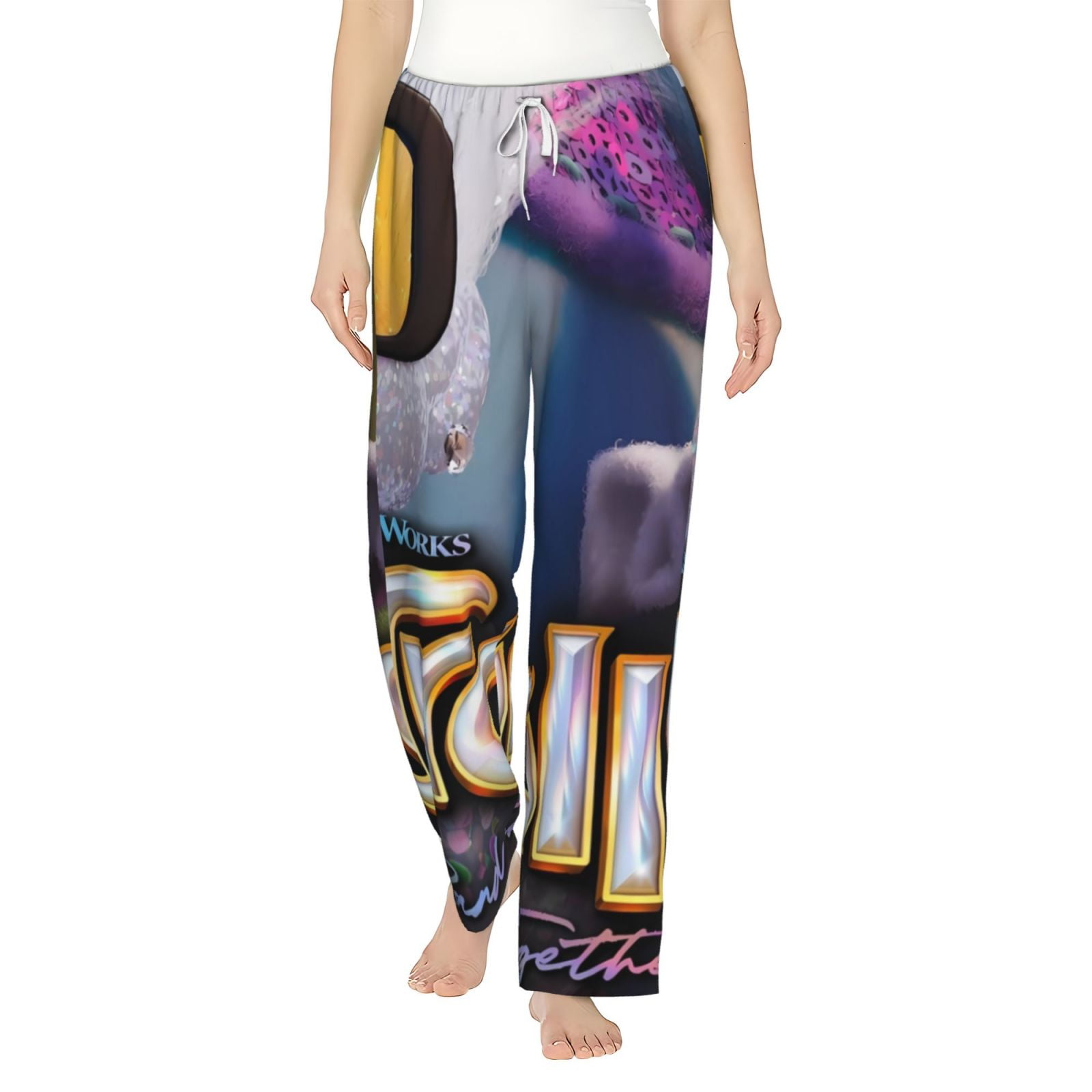 Ratiio Trolls Band Together Print Women Soft Pajama Long Pants, Comfy Wide Leg Lounge Pants With ...